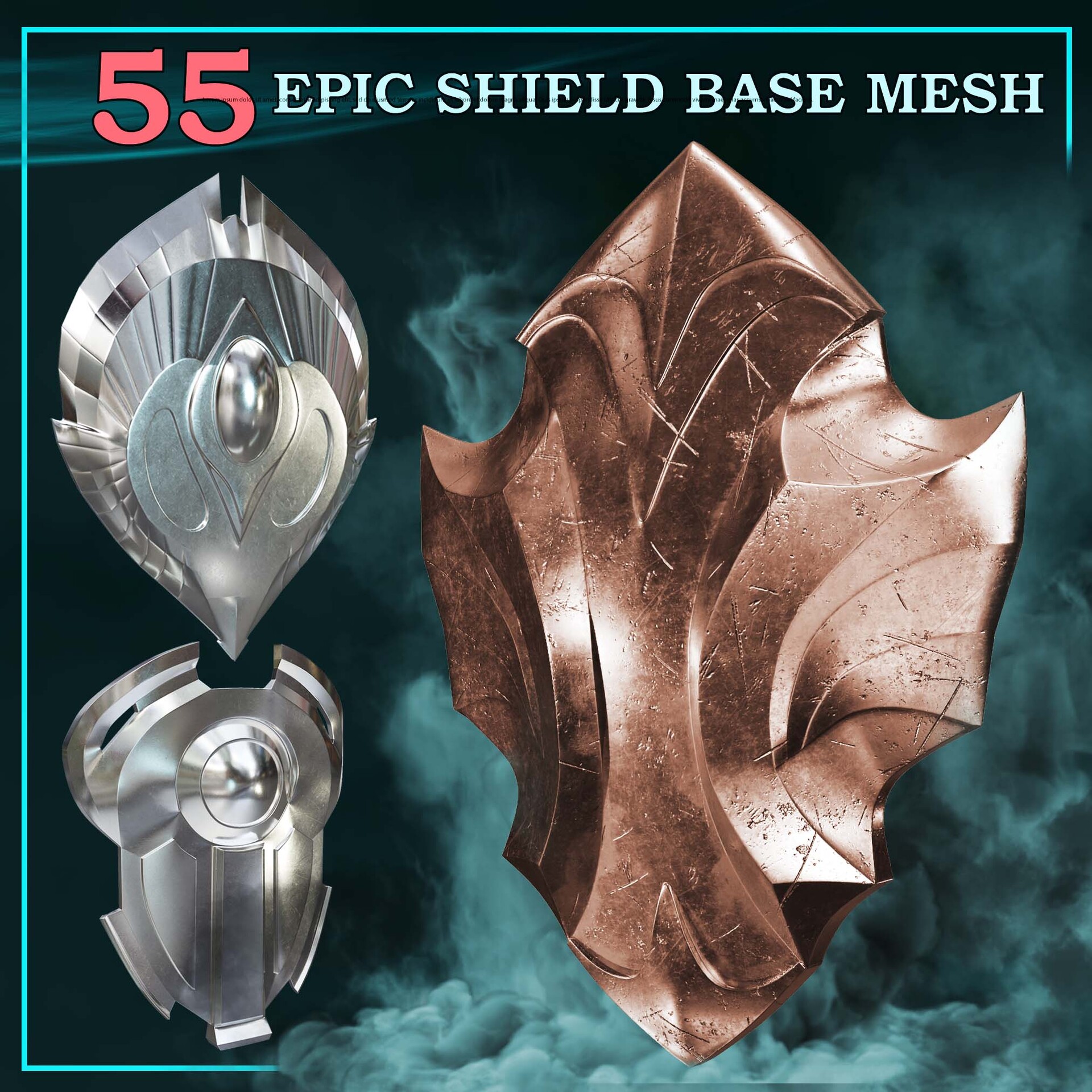 ArtStation - 55 Epic Shield Base Mesh - VOL 02 ( Game Ready )