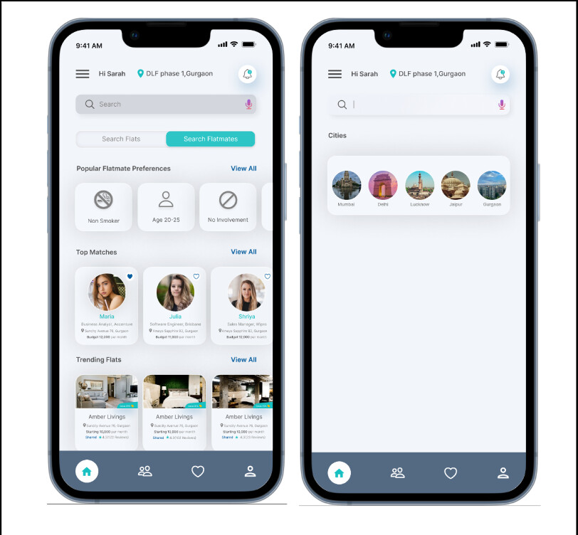 ArtStation - UI Design a flats and flatmates app for IOS in Figma