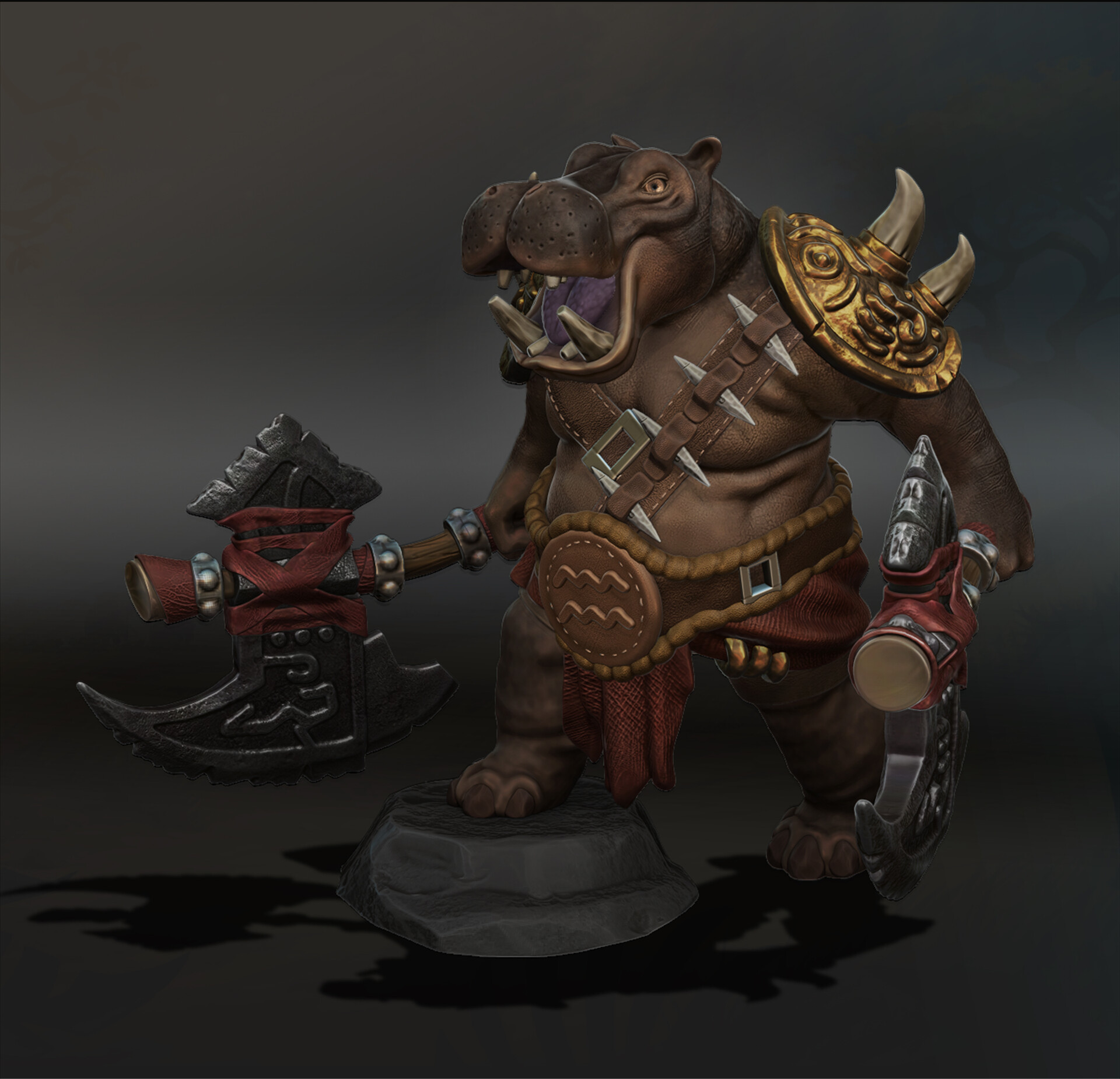 ArtStation - Hipopotamus Warrior - Miniature