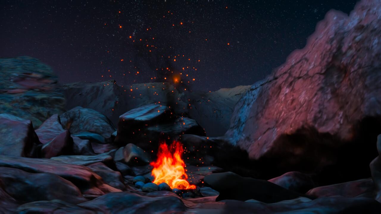 ArtStation - houdini campFire & pink smoke