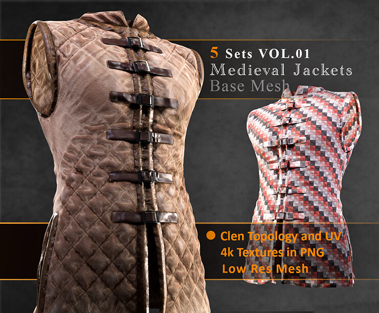 ArtStation - medieval Style Jackets Base Mesh -Vol 01