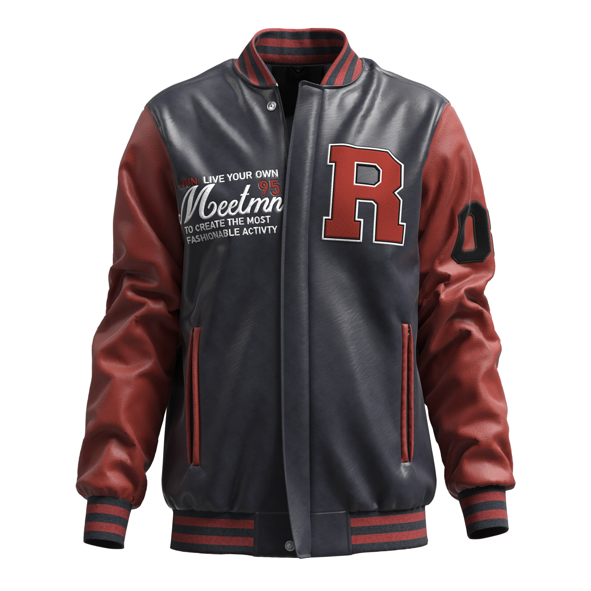 ArtStation - Jacket Men Embroidery Baseball Jackets Pu Leather