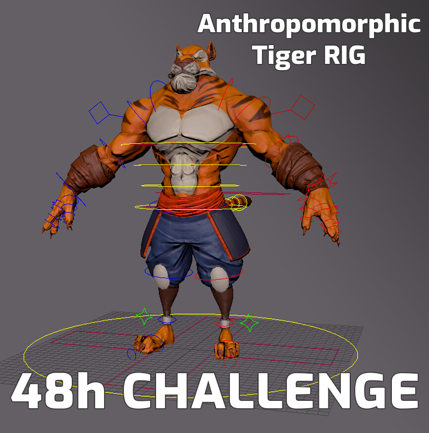 ArtStation - Anthropomorphic tiger rig ~ 2021