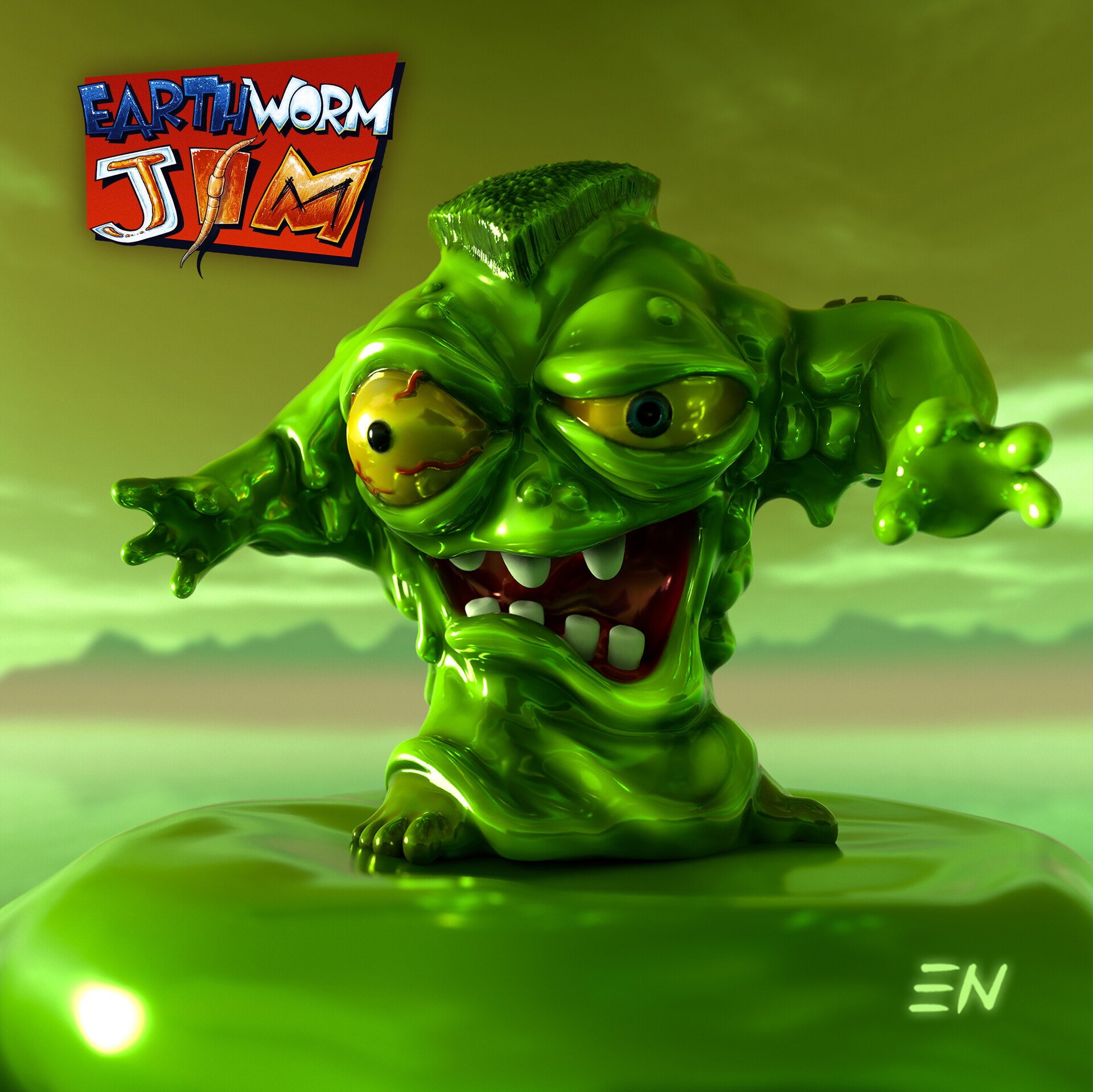 ArtStation - "MAJOR MUCUS" from Earthworm Jim