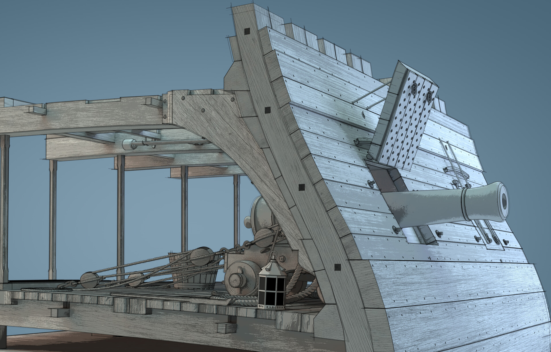 ArtStation - 74 gun ship sectional drawing