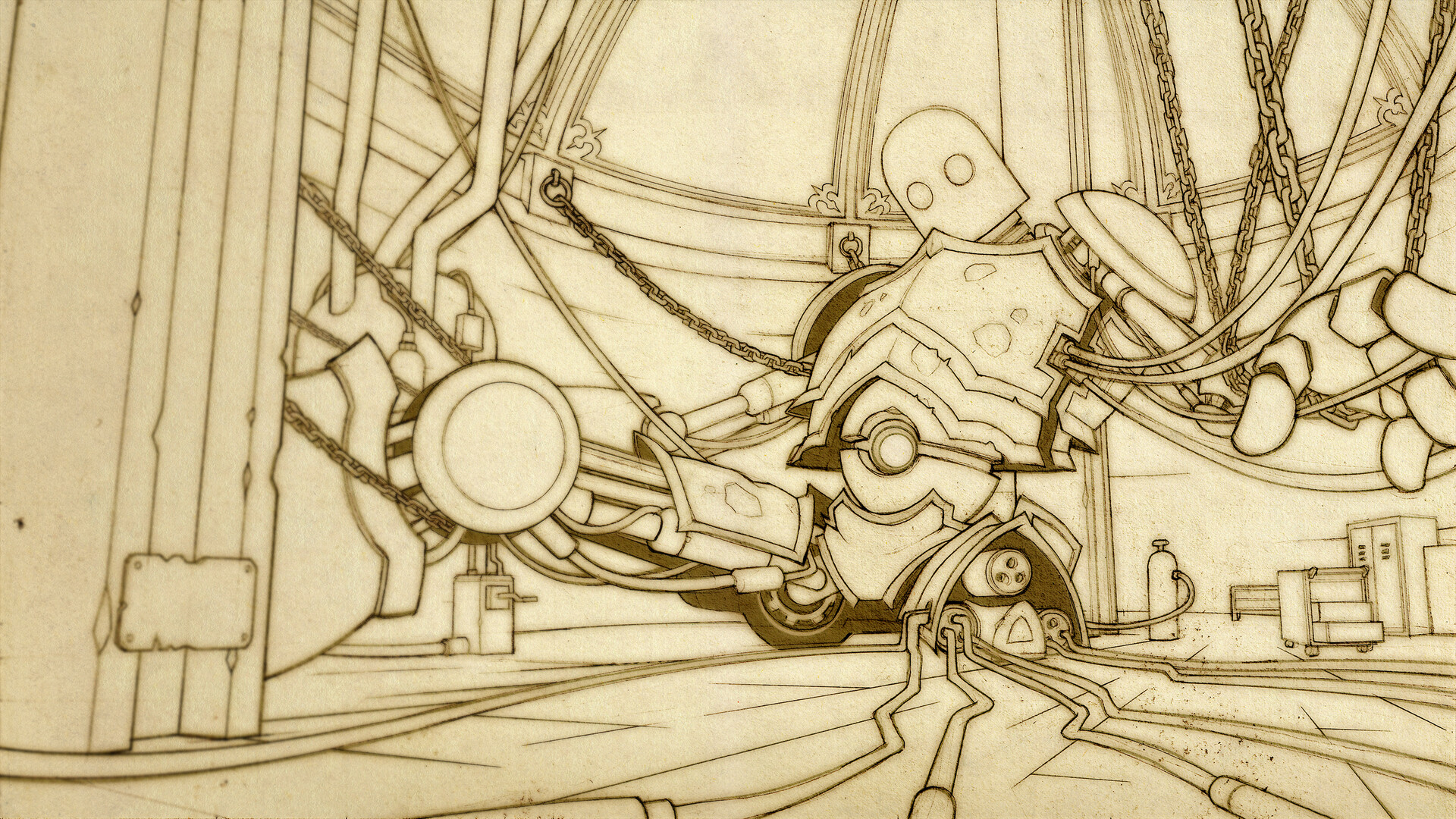 ArtStation - Engineer's Workshop - Line Art