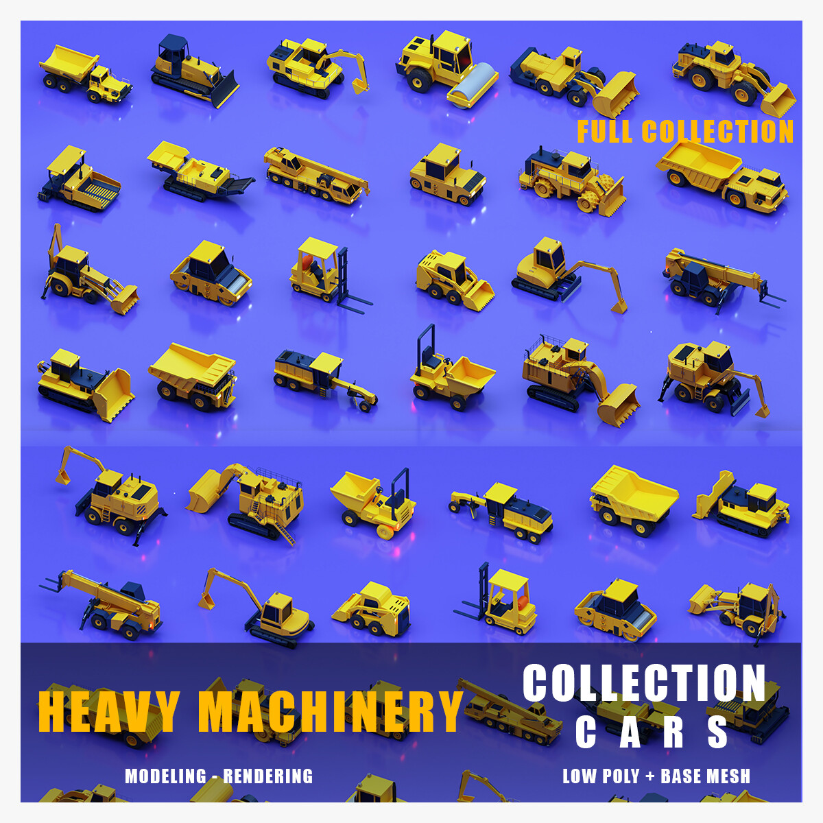 ArtStation - Heavy Machinery low poly base mesh full collection