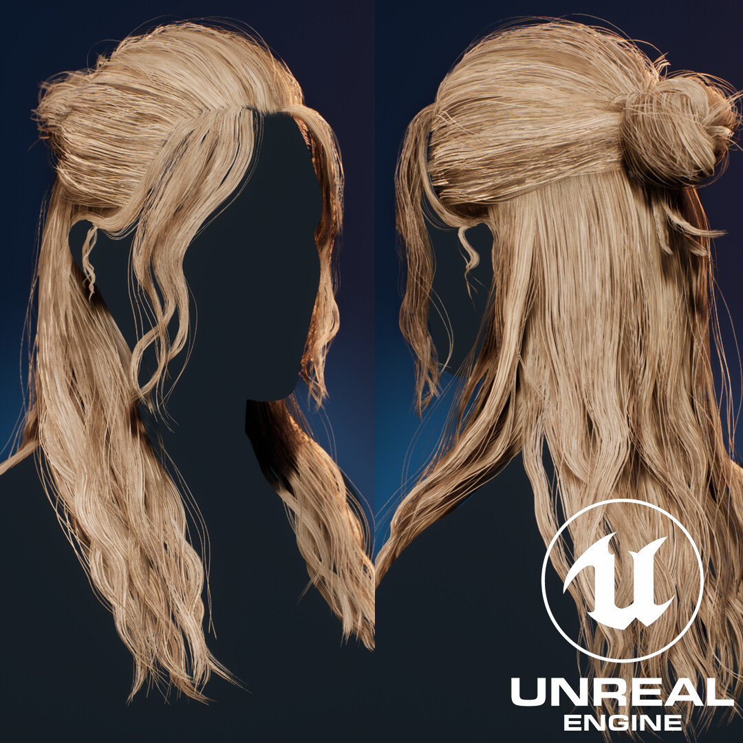 ArtStation - Long Hair Half Bun - Real time UE5