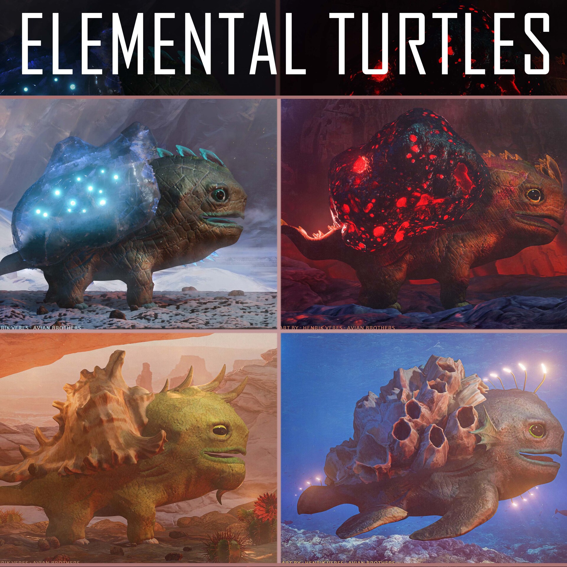ArtStation - Elemental Turtles