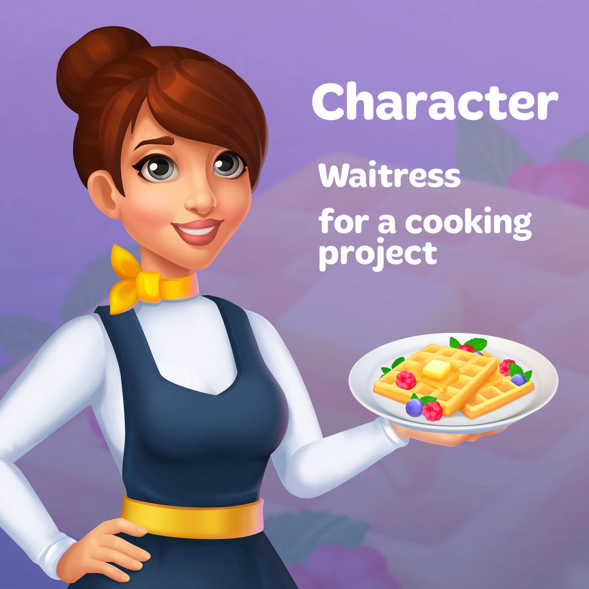 ArtStation - Character. Waitress for a cooking project