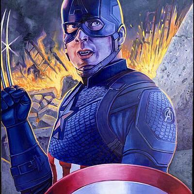 ArtStation - Captain America- 'what if' he had Wolverine claws...