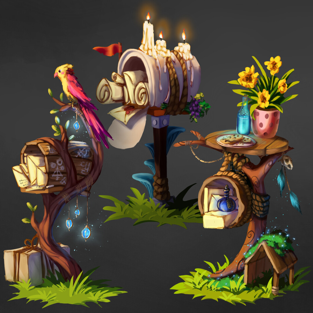 ArtStation - Stylized fantasy mailbox concepts