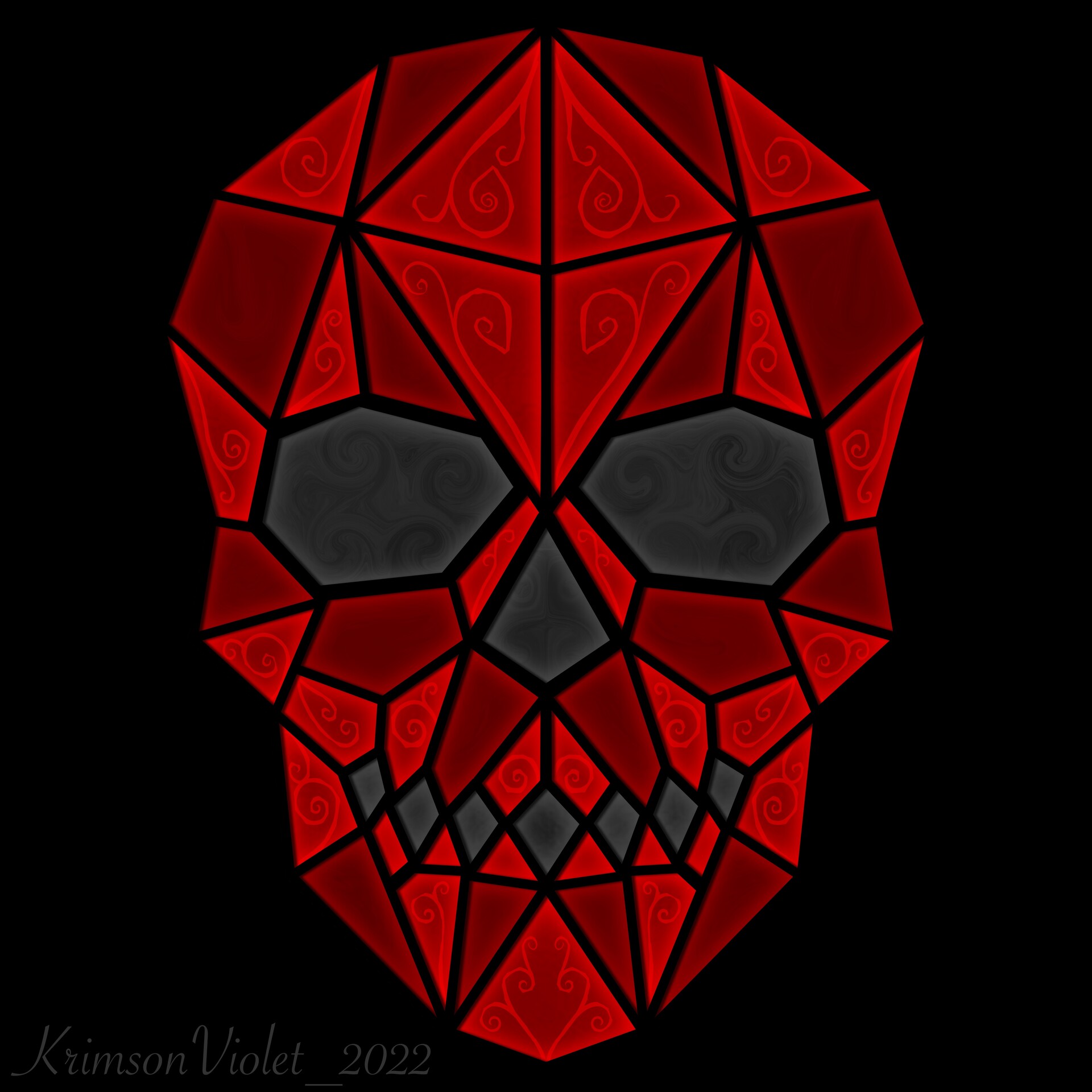 ArtStation - Geometric Stained Glass Skull | Shades of Red | Swirls ...