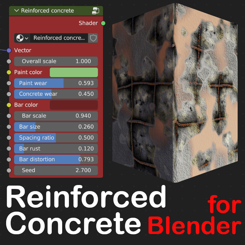 ArtStation - Procedural Reinforced Concrete Shader for Blender
