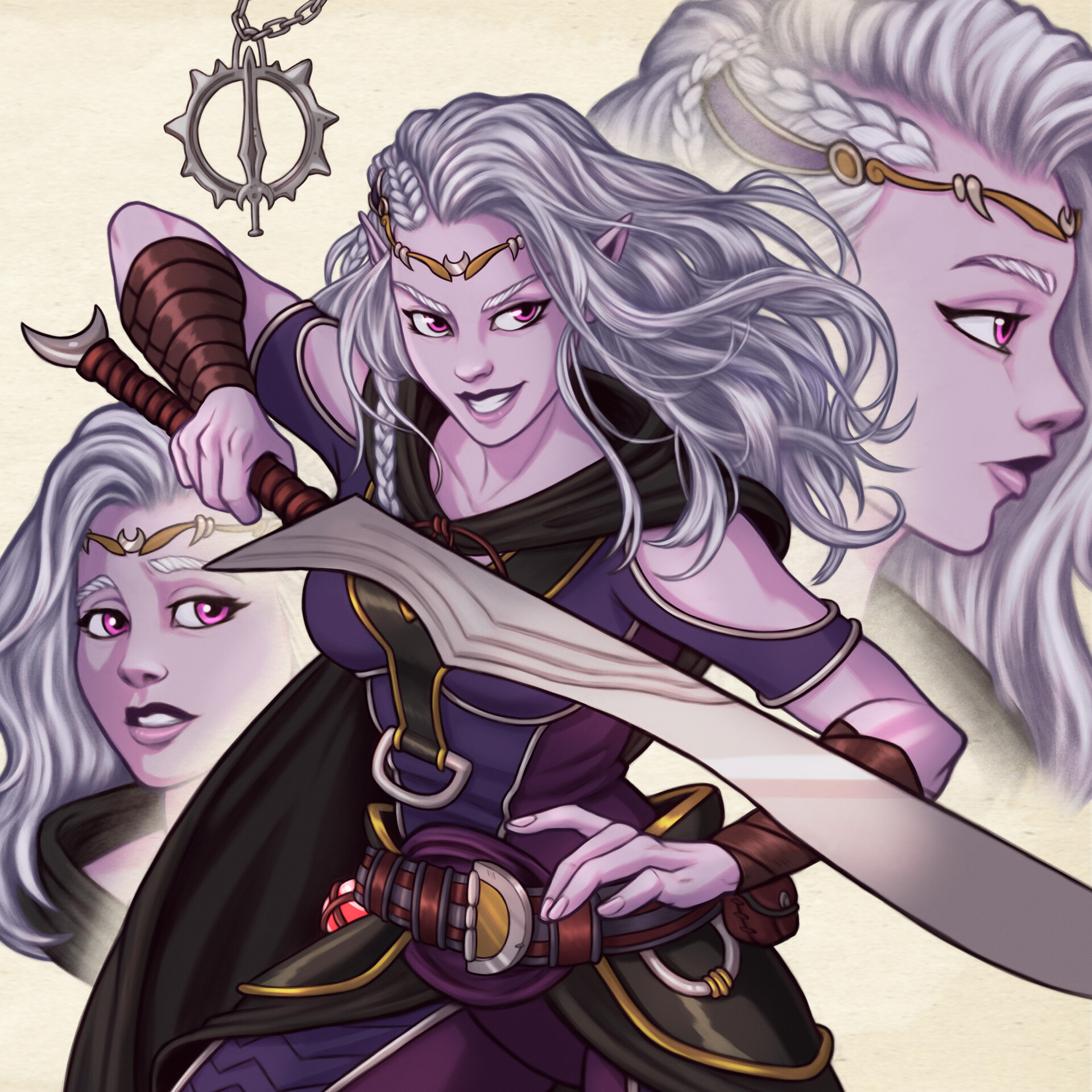 ArtStation - D&D Character Sheet Commission - Nathrea Zauviir, Drow ...
