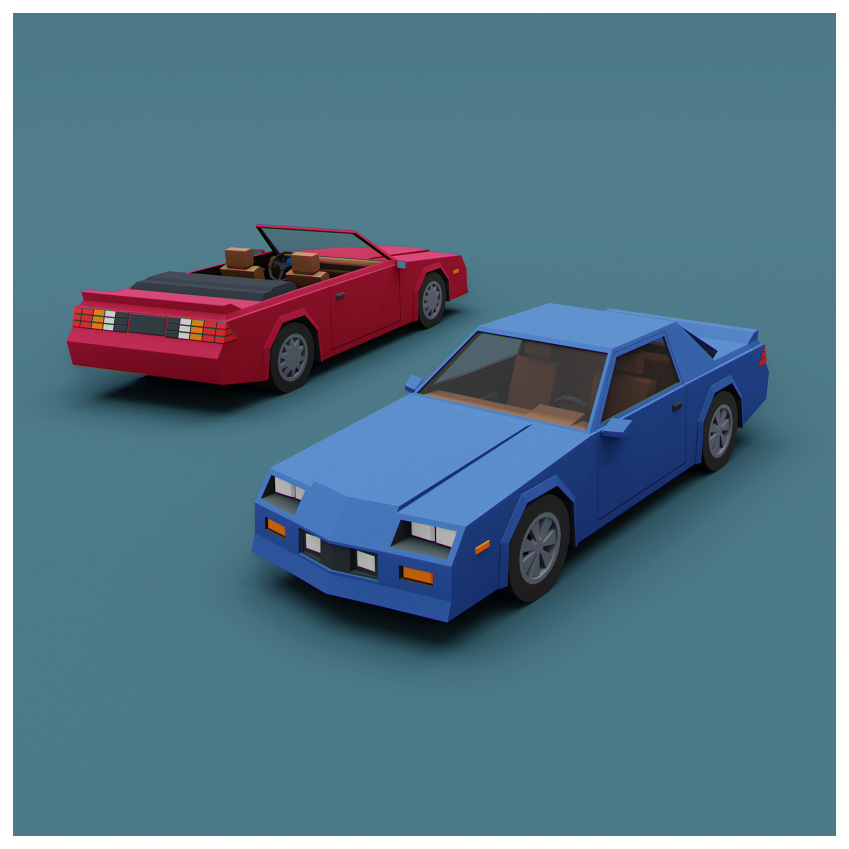 ArtStation - Stylized Coupe and Convertible Cars 80s