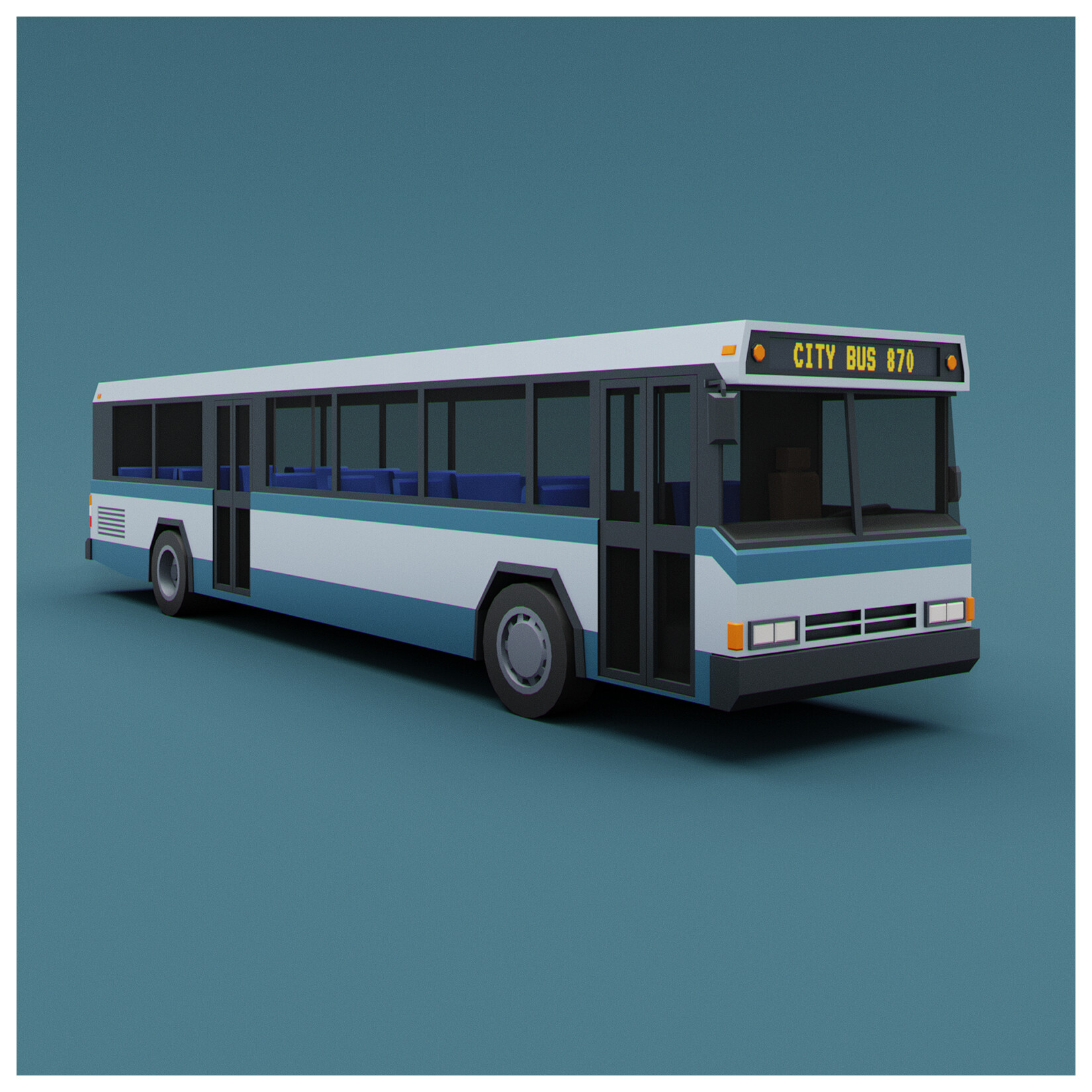 ArtStation - Stylized low poly City Bus 80s