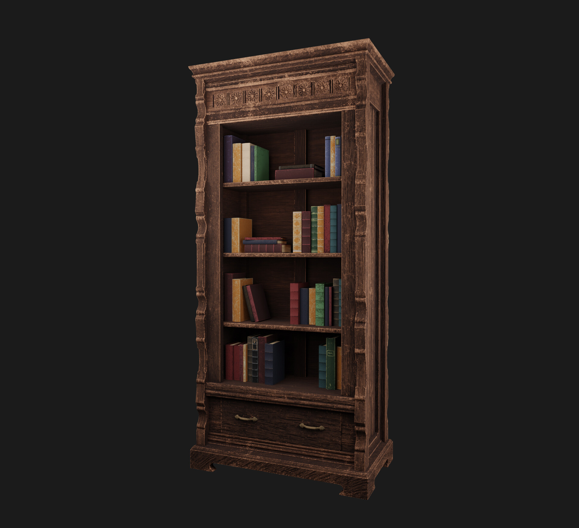 ArtStation - Old Antique Bookcase