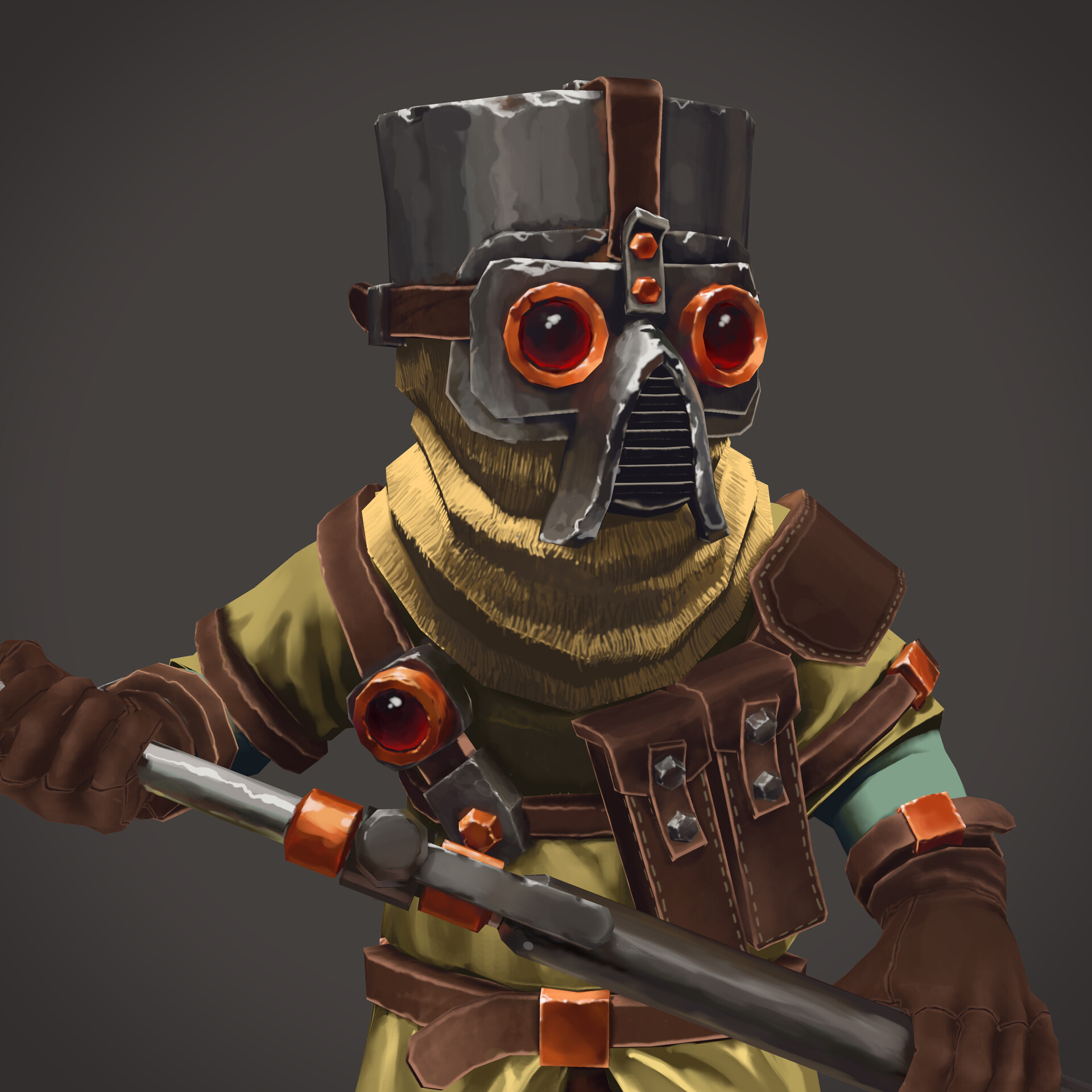 ArtStation - Handpainted texturing - Steampunk guard