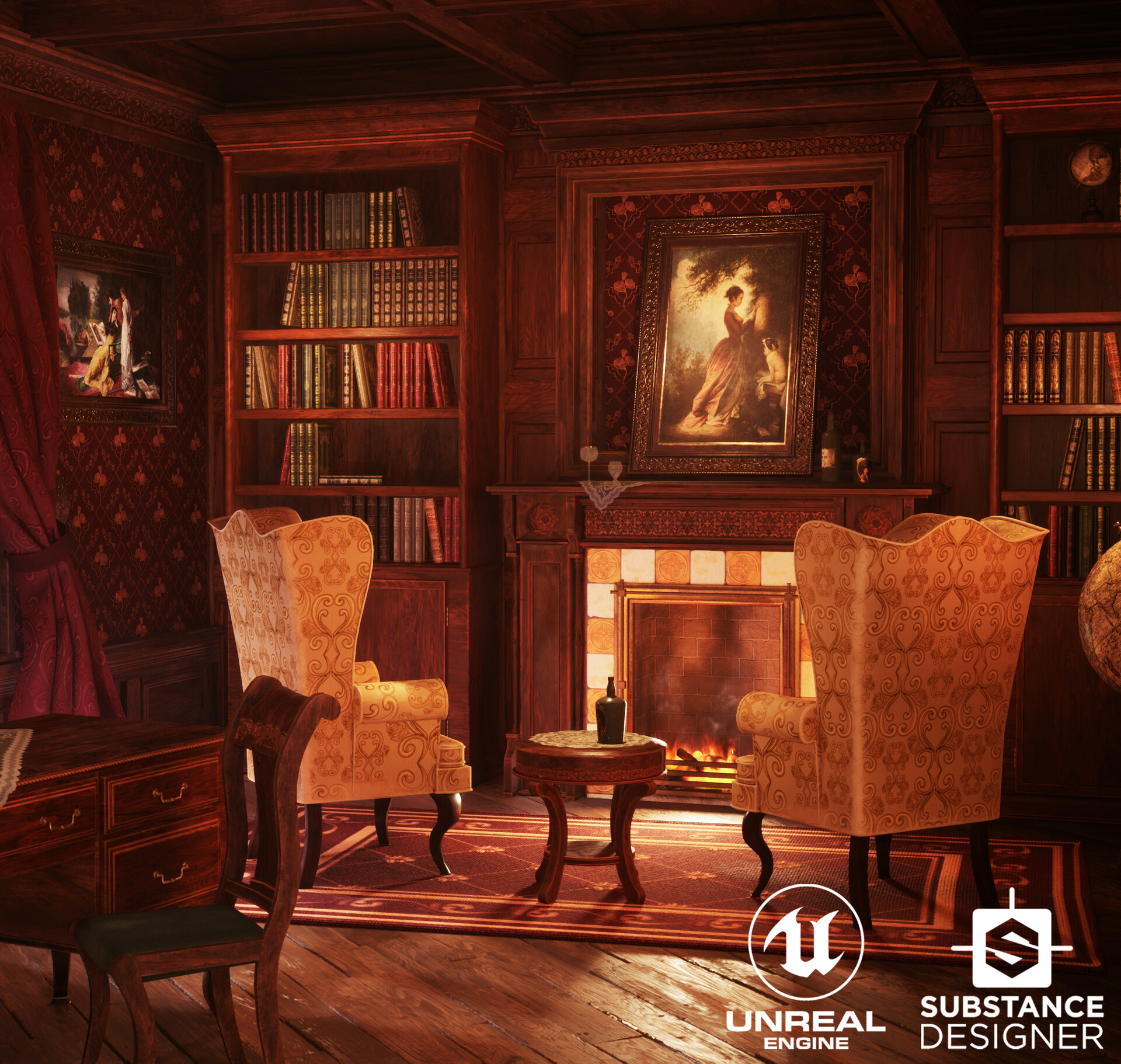 ArtStation - Victorian Study Room - Substance Designer/ Unreal Engine 5