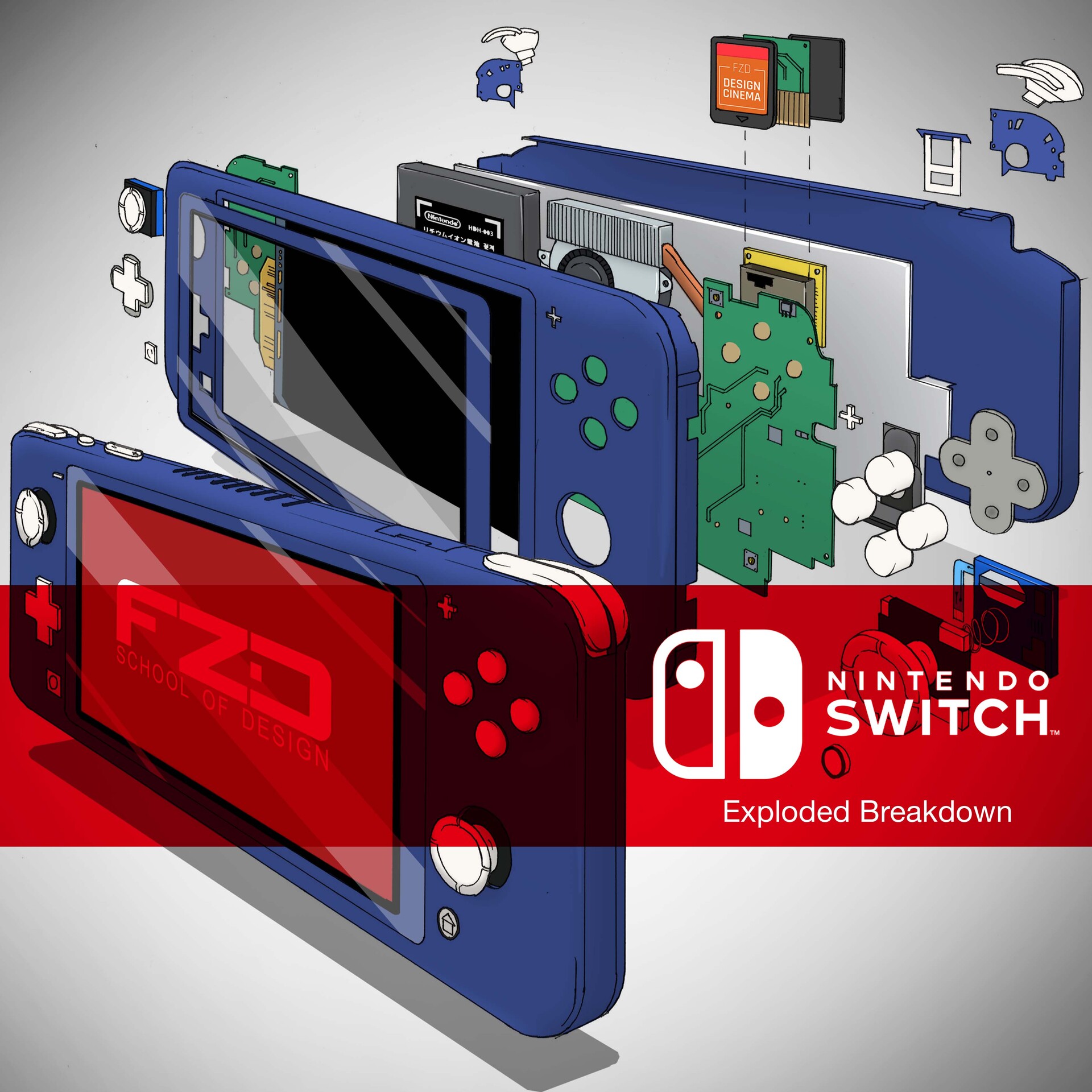 ArtStation - Nintendo Switch Lite | Exploded Breakdown