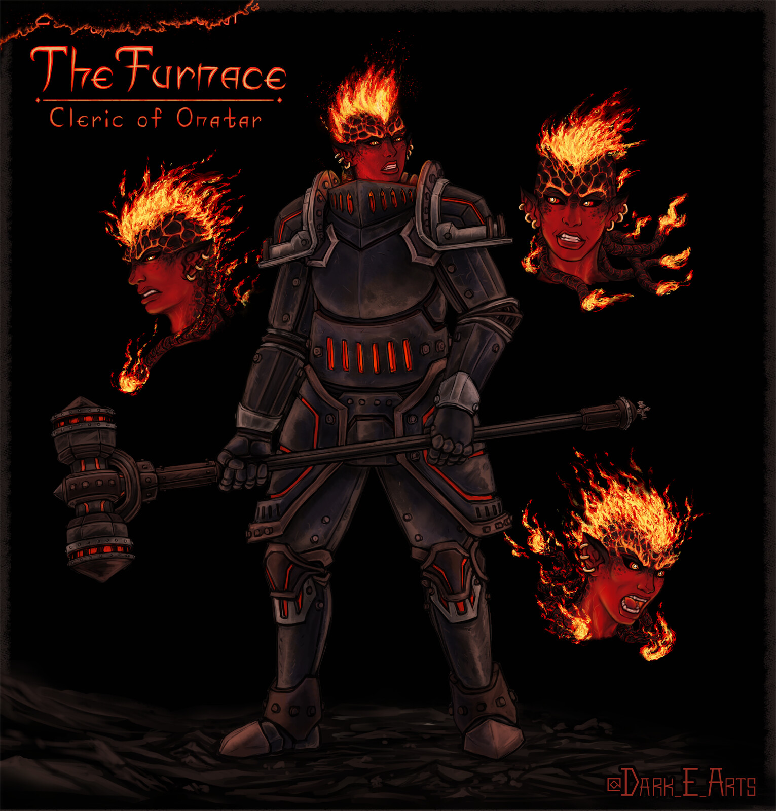 ArtStation - D&D Character ref: "The Furnace" - Fire Genasi Cleric