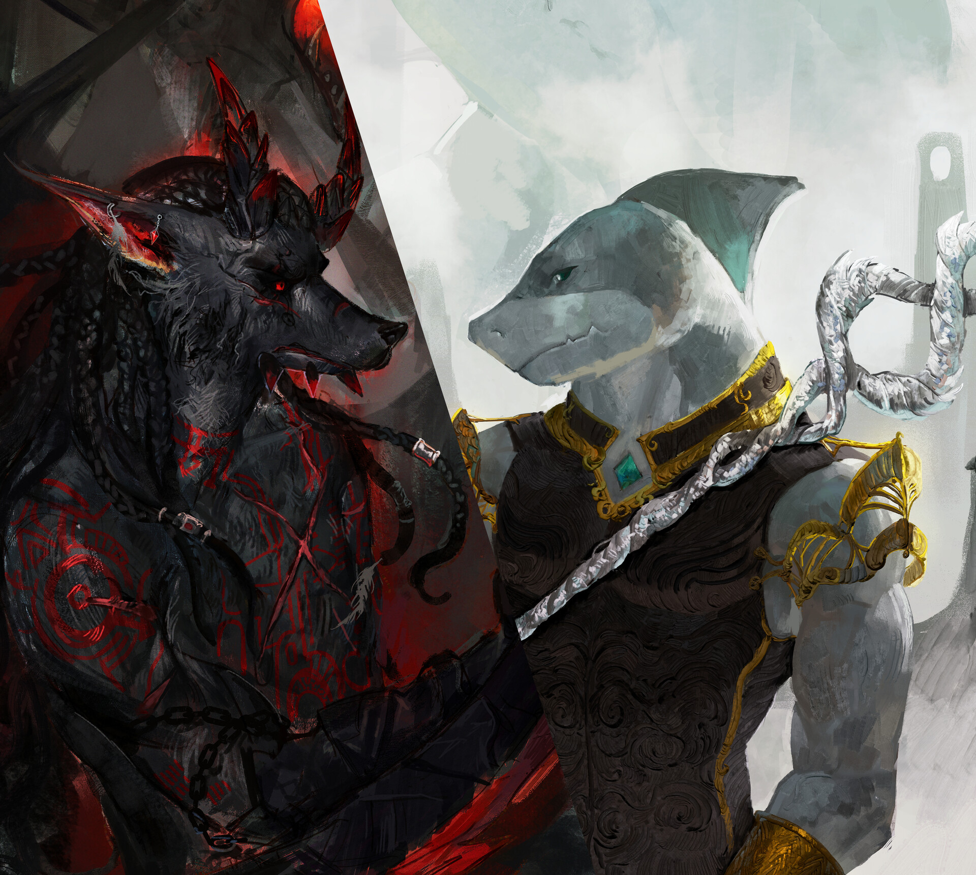 ArtStation - Shark Prince and jackal