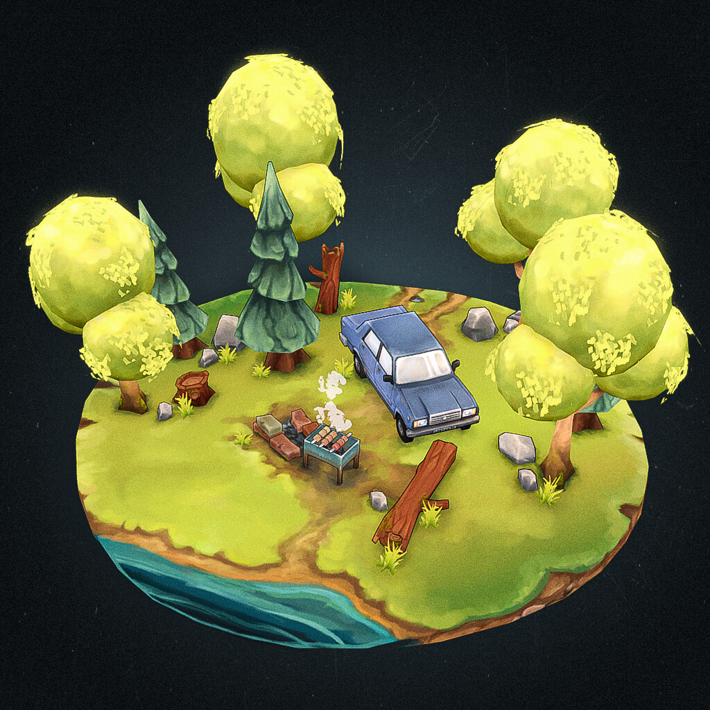 ArtStation - Hand-Painted forest - Scene "May holiday"