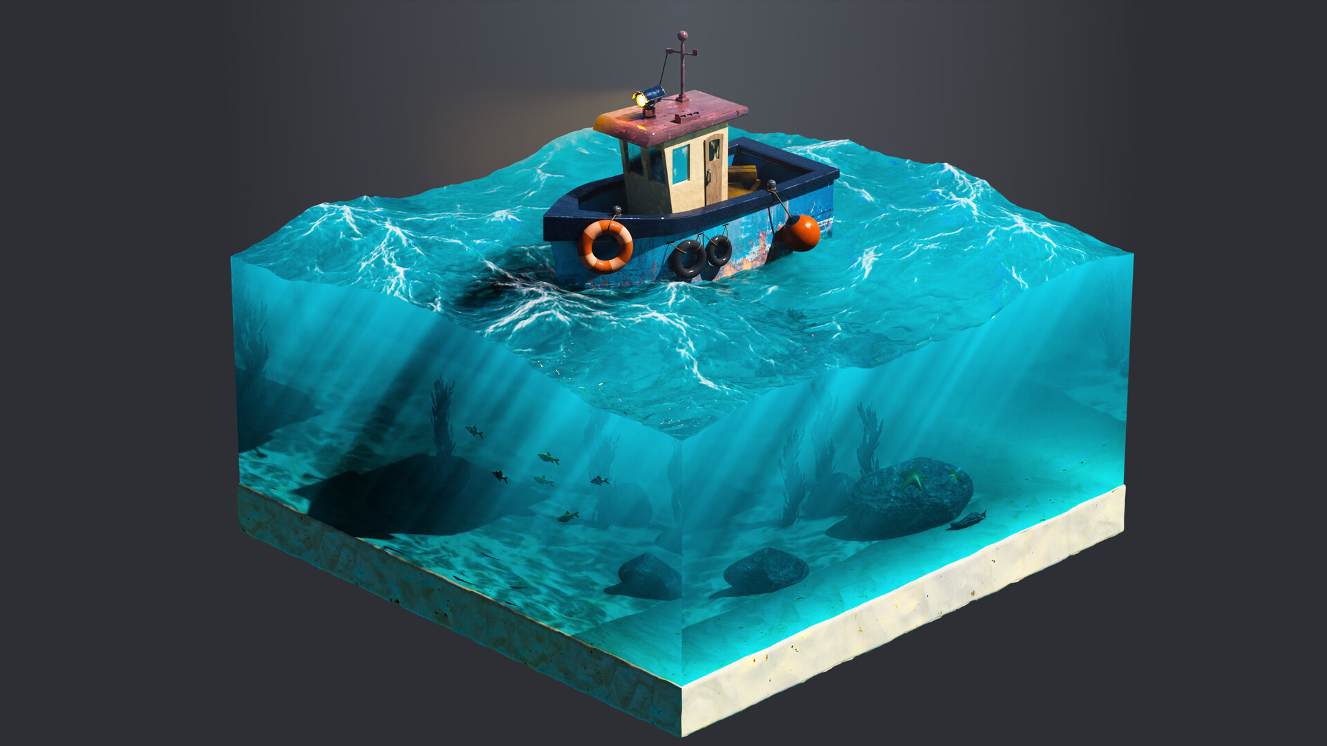 ArtStation - 2D to 3D stylized isometric ship