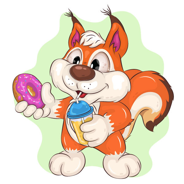 ArtStation - Cartoon Squirrel with Donut.