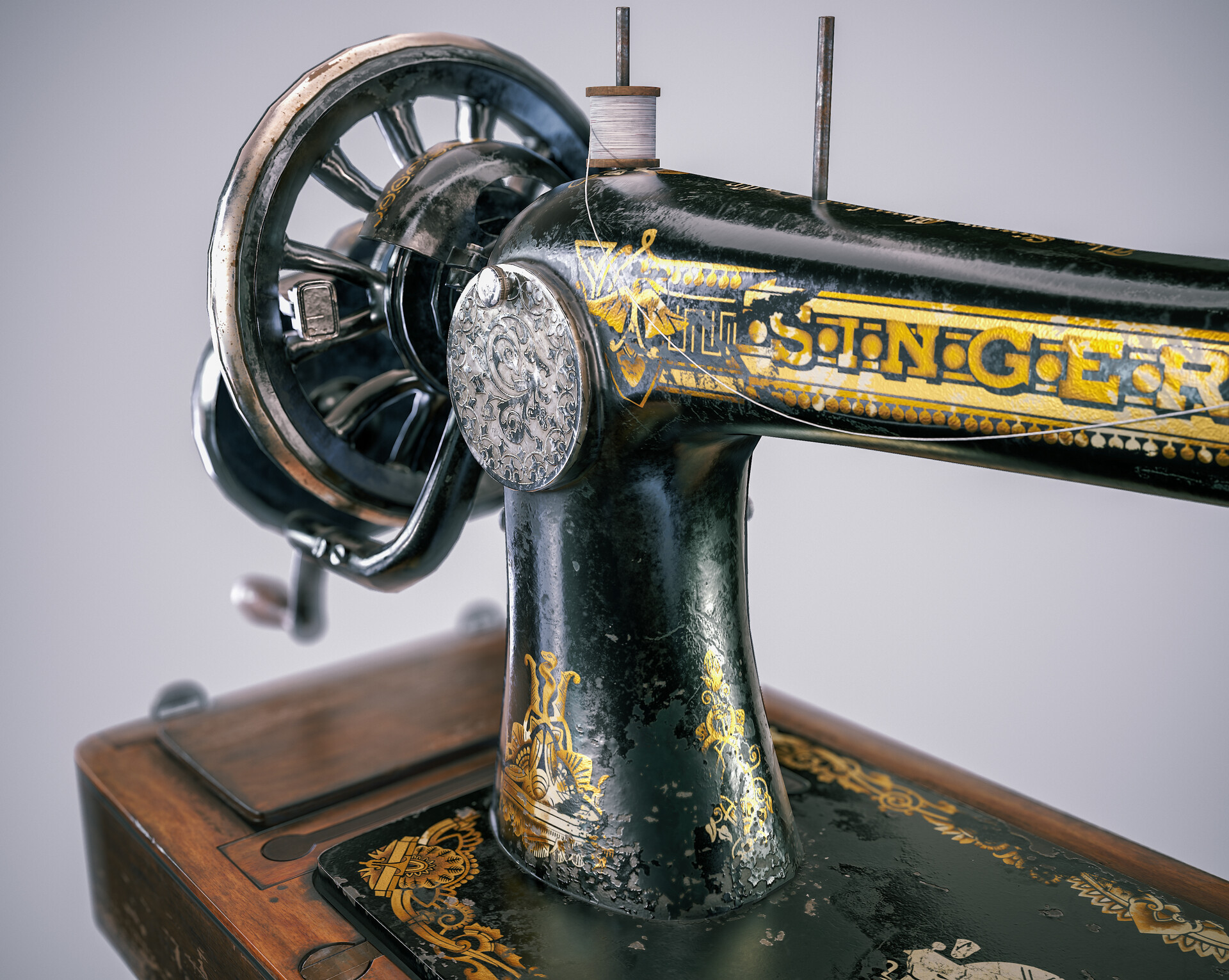 ArtStation - Antique Singer Sewing Machine, Sphinx Model