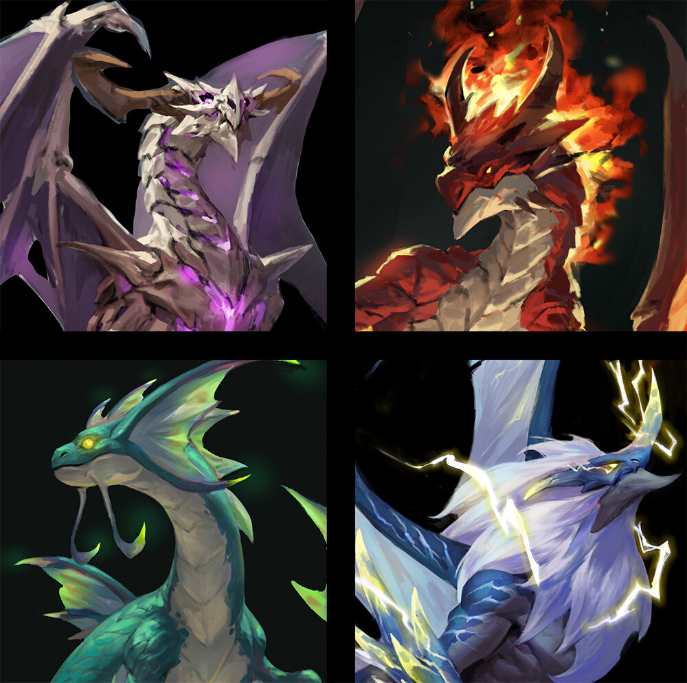 ArtStation - elements dragon sketch