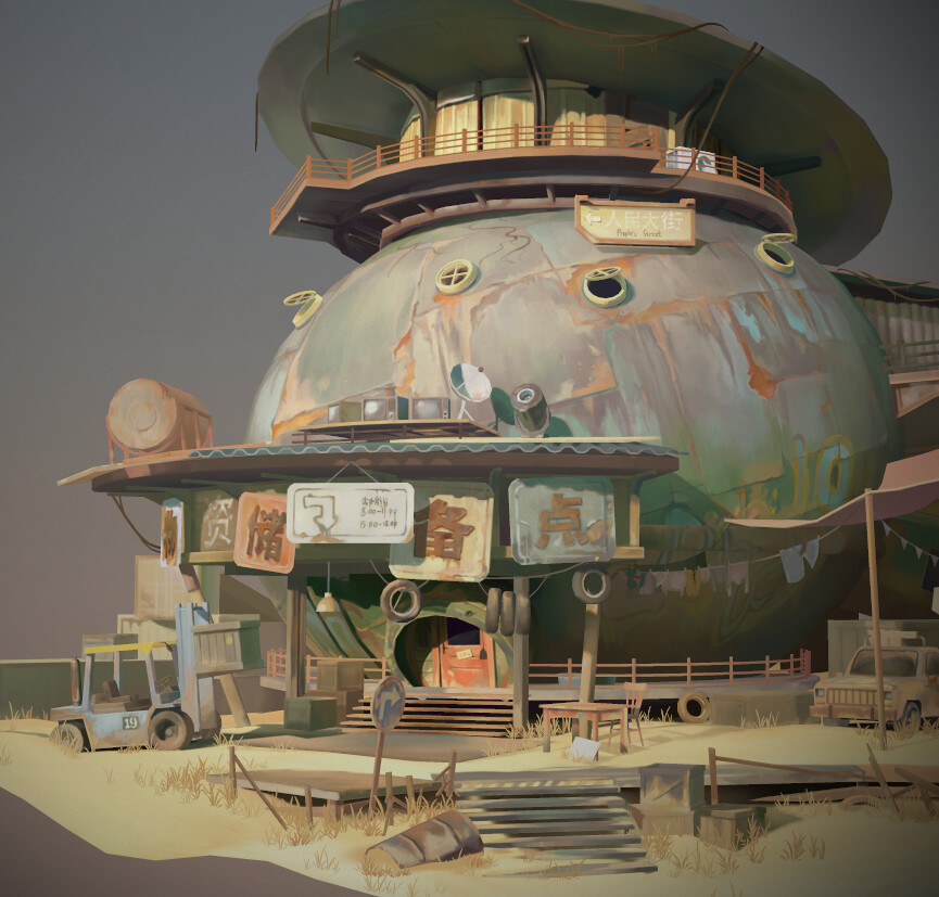 ArtStation - Scrapyard - Handpainted Environment Study