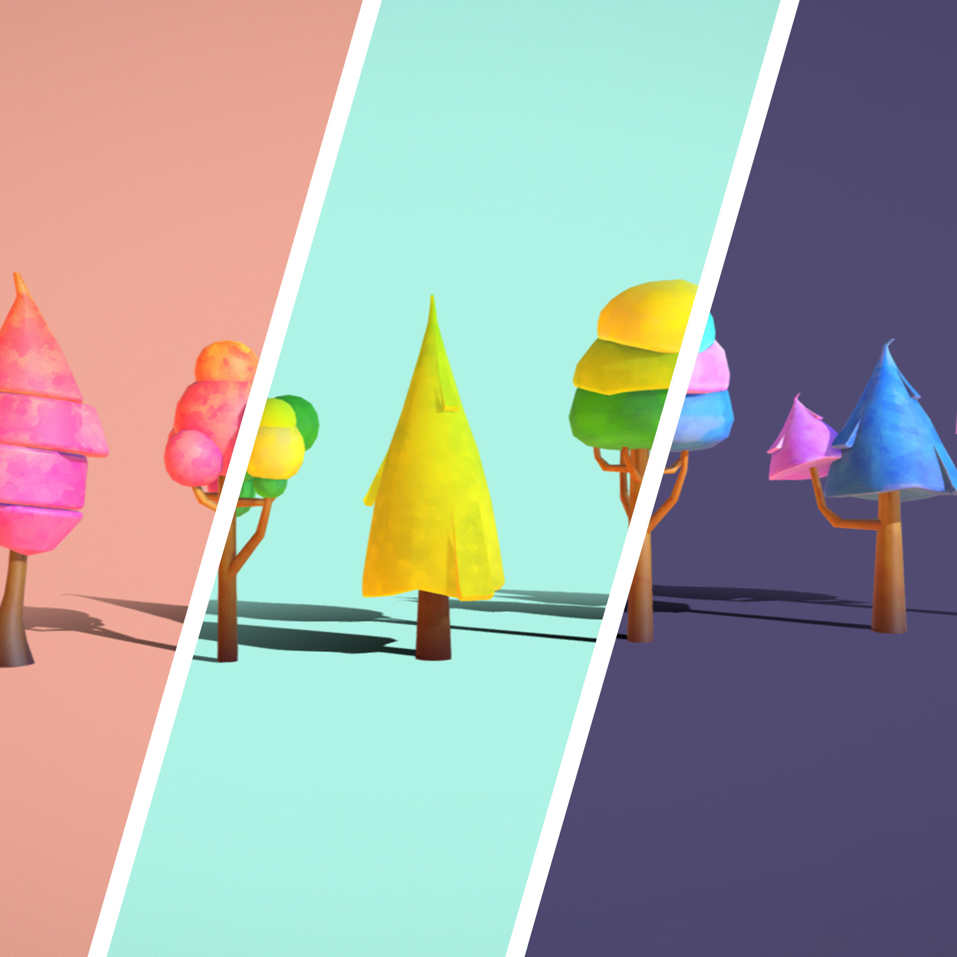 ArtStation - Low Poly Stylized Tree Packs - 3 versions