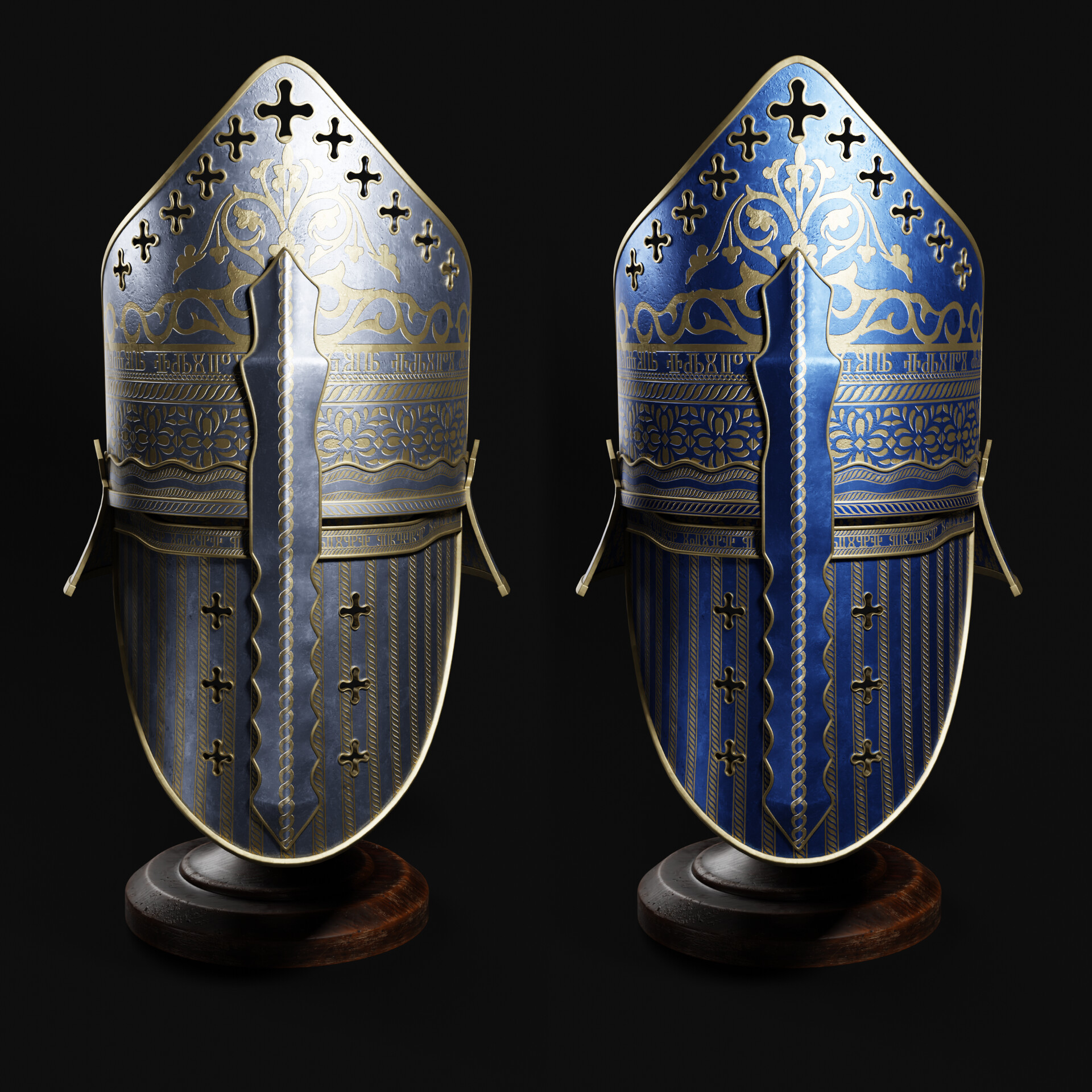 ArtStation - Fantasy medieval bishop helmet - White & Blue