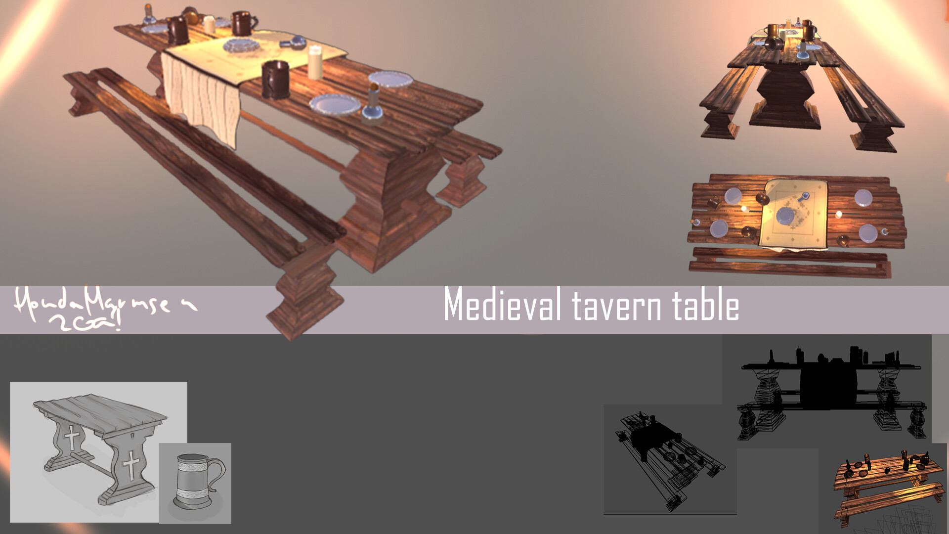 ArtStation - Medieval tavern table
