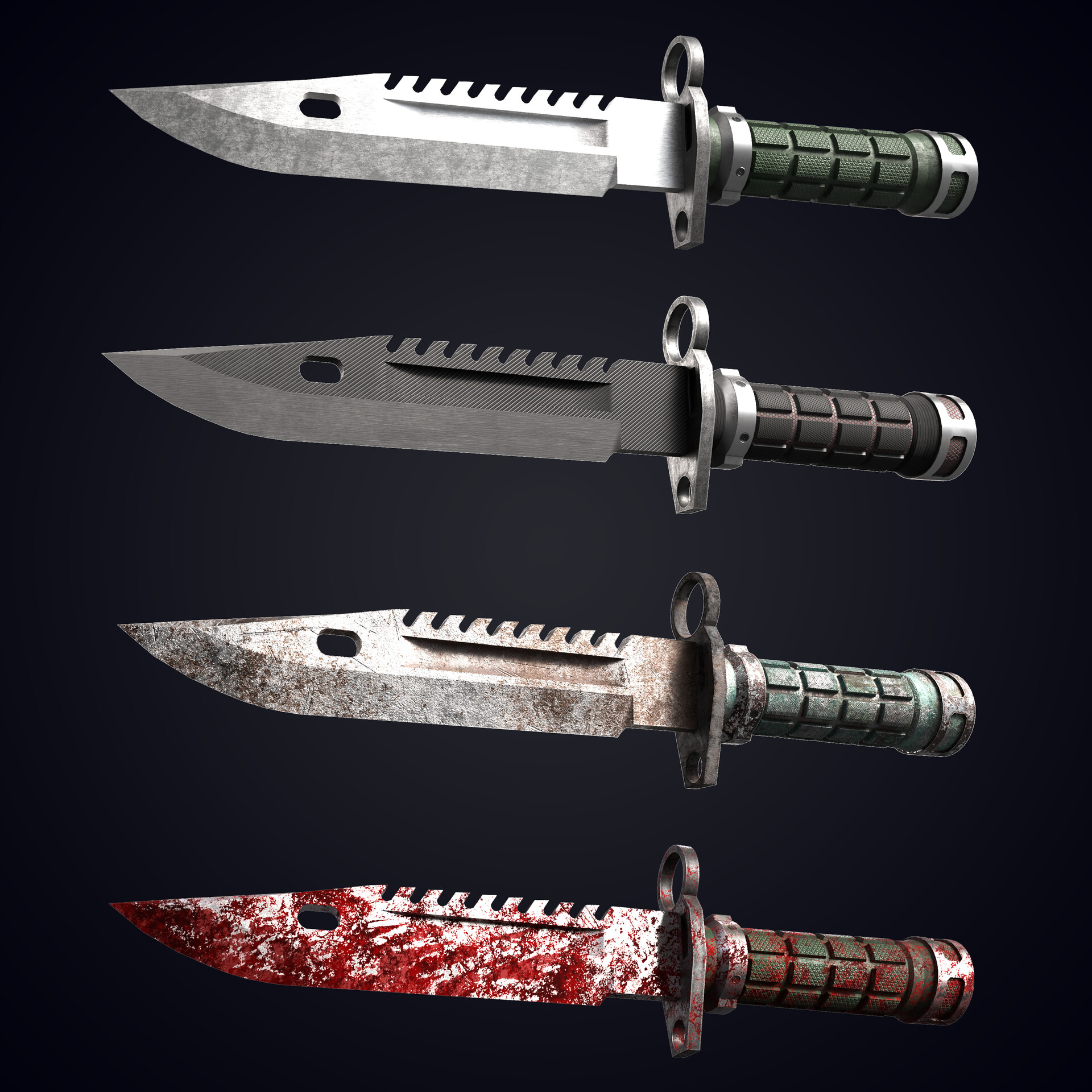 ArtStation - D80 Bayonet Military Knife w/ 4 Variants