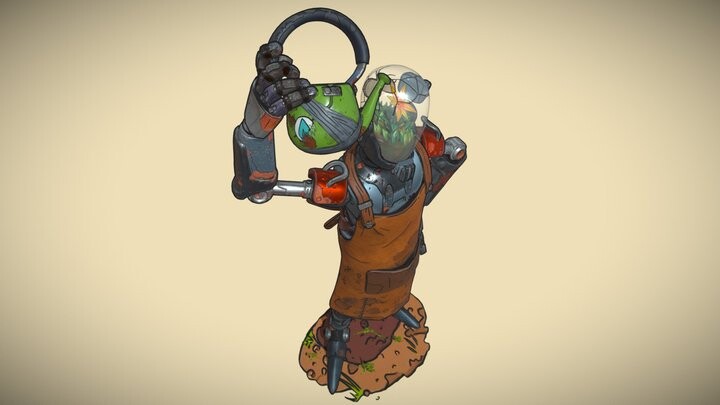 ArtStation - Gardener Robot Game Asset/ Character, Borderlands Style