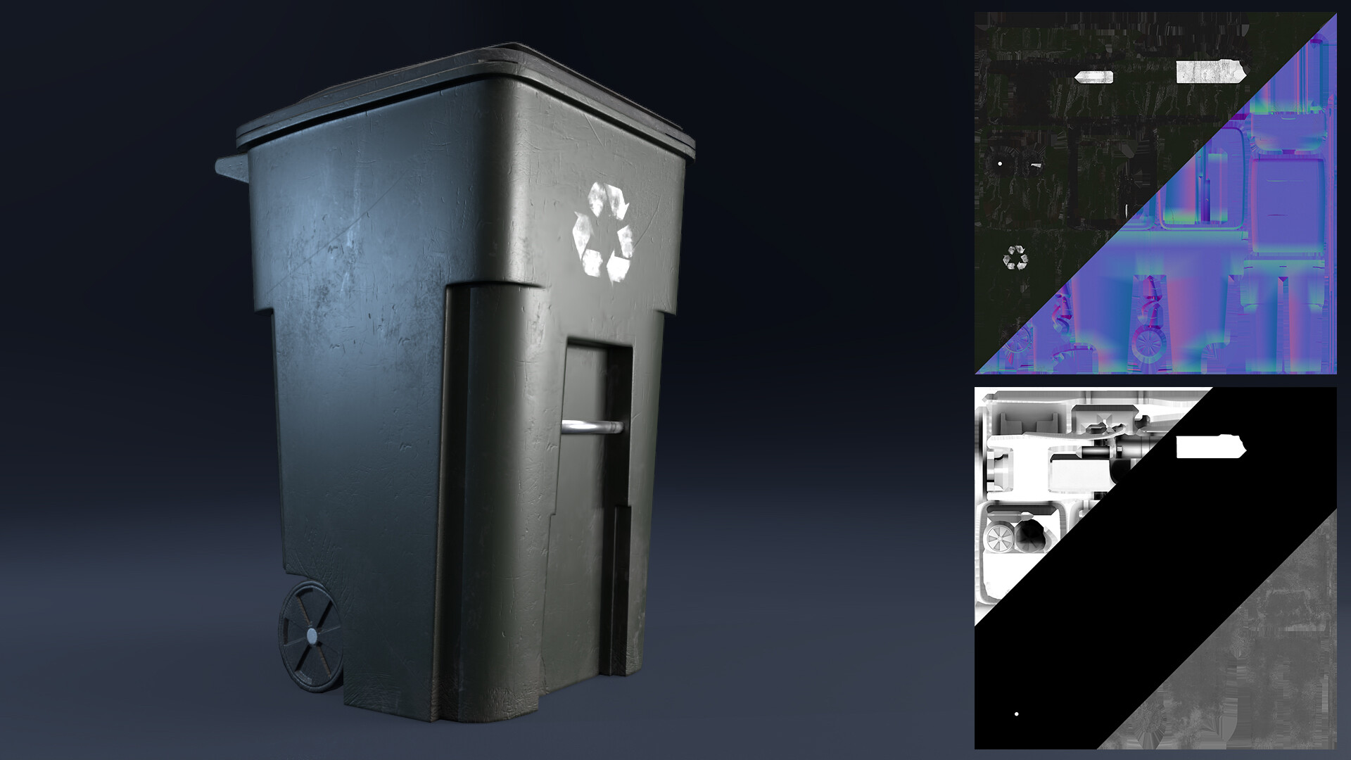 ArtStation - Trash bin - low poly game asset