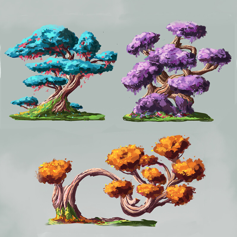 ArtStation - Tree propses inspired by Baj Singh