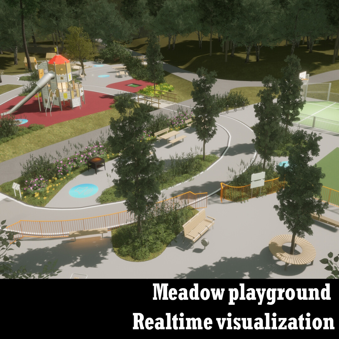 ArtStation - Meadow located playground - Realtime visualization
