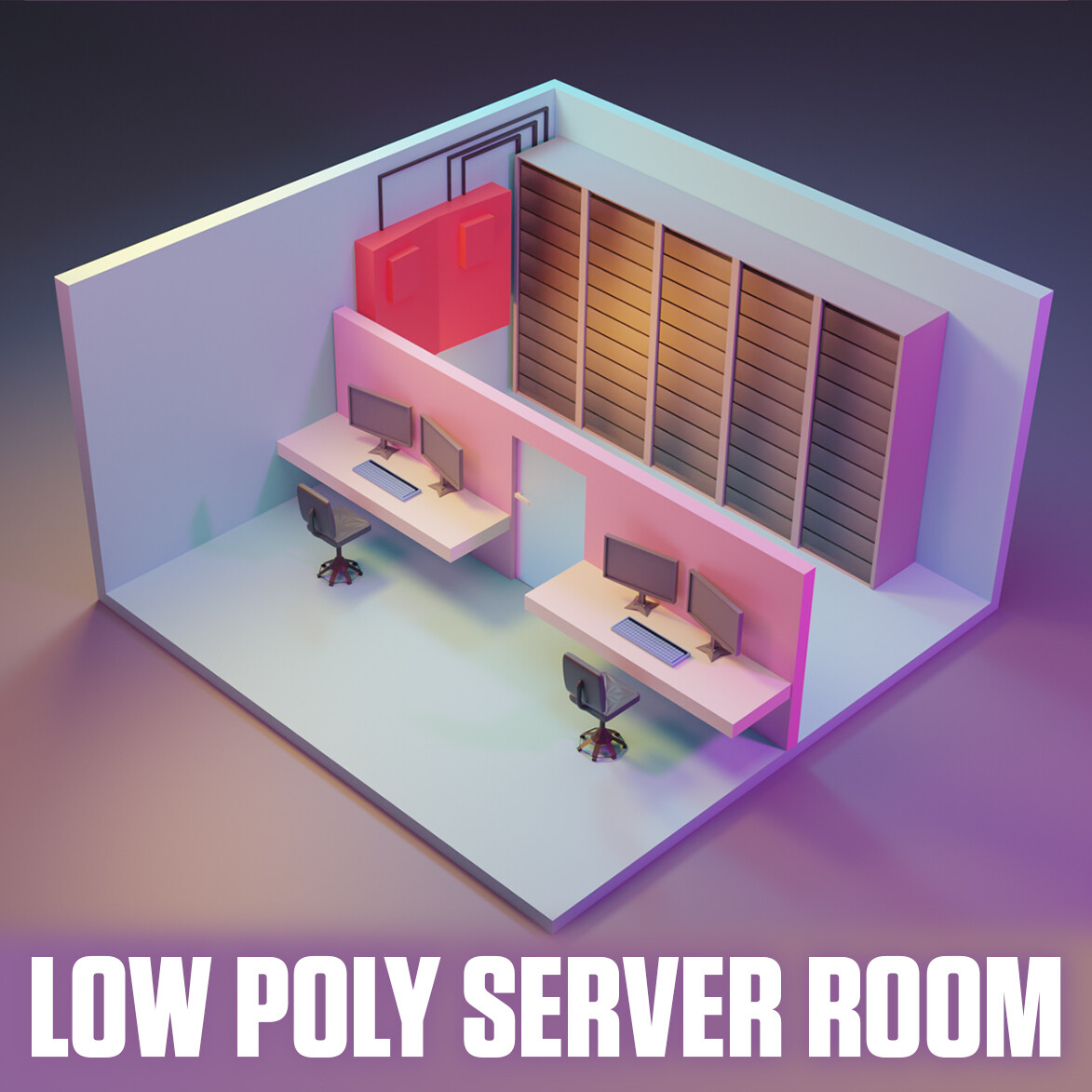 ArtStation - 3D Low Poly Server Room