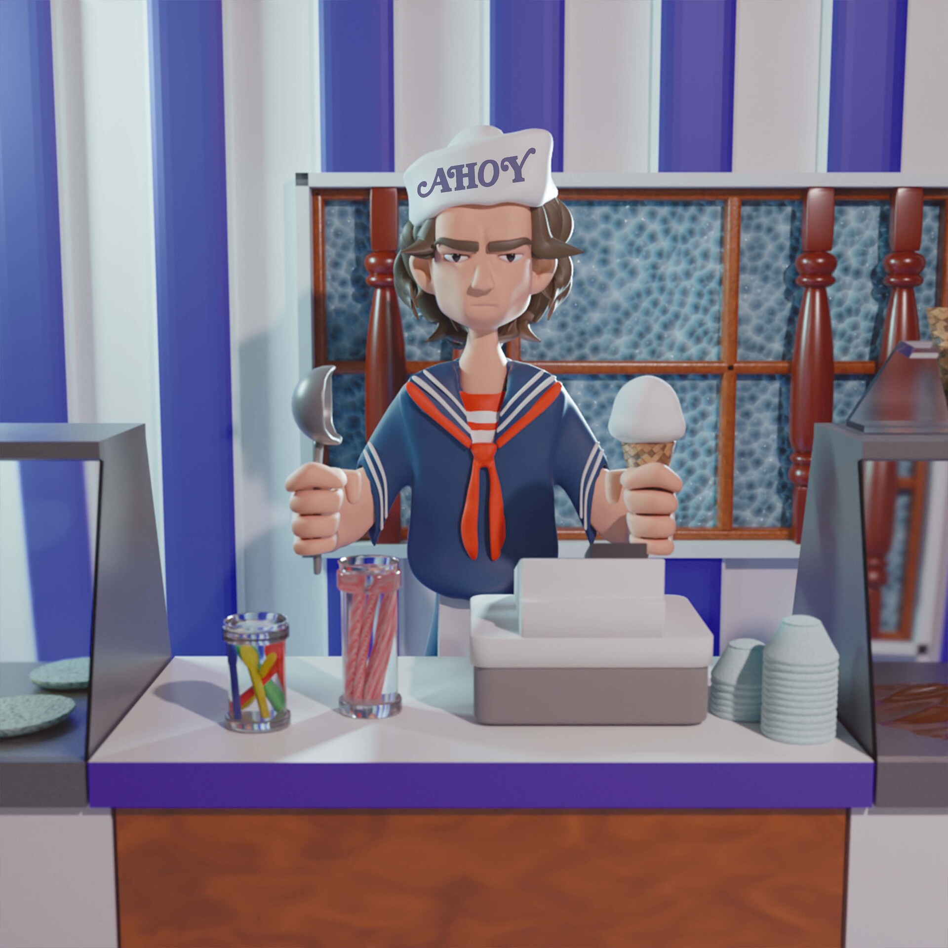 ArtStation - Steve Harrington in Scoops Ahoy