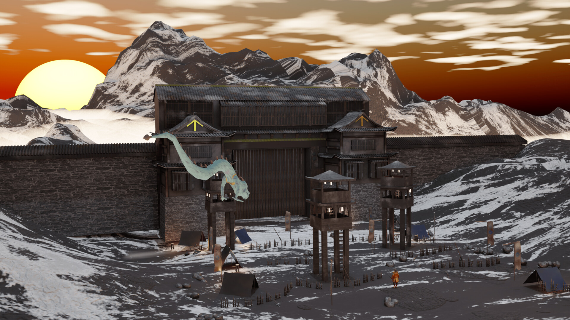 ArtStation - Japanese battlefield and props