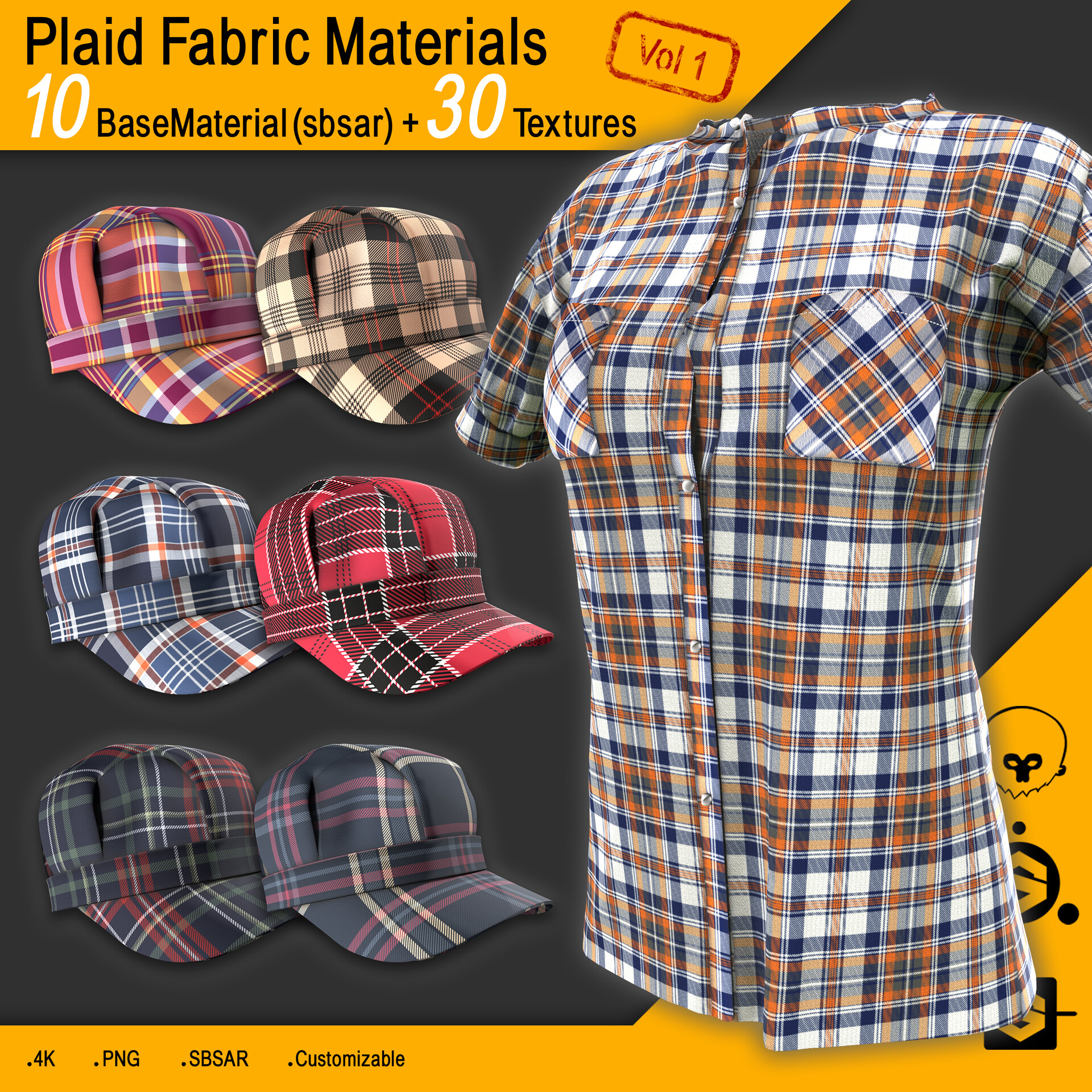 ArtStation - 10 Plaid/Tartan Fabric Materials + 30 Textures (4K) Vol 1
