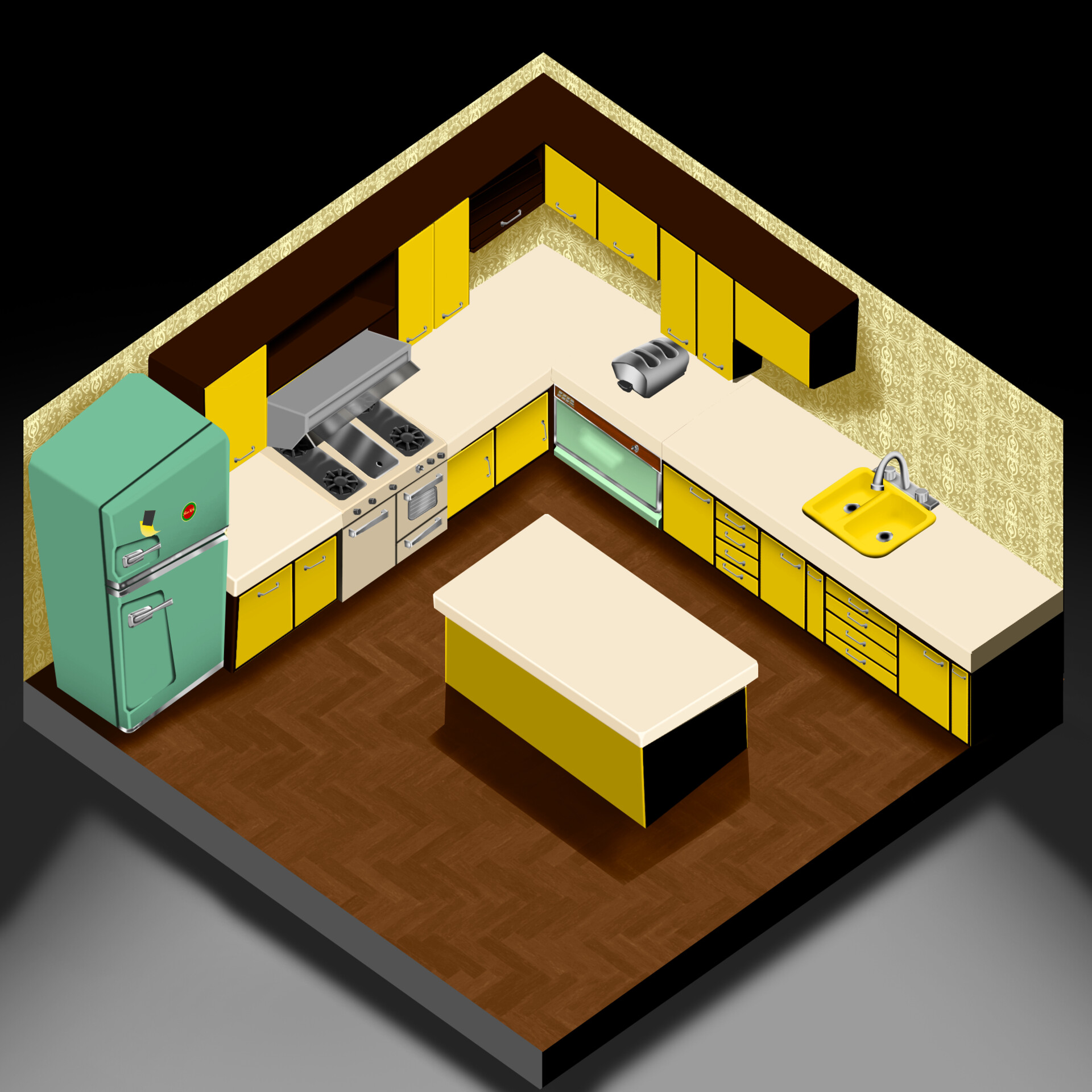ArtStation - Stylized Kitchen Concept Art Isometric