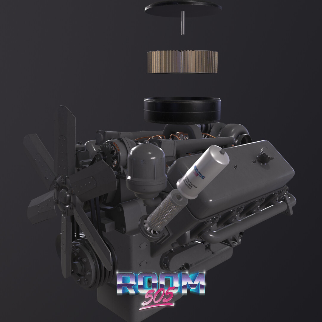 ArtStation - V-shaped Diesel Engine