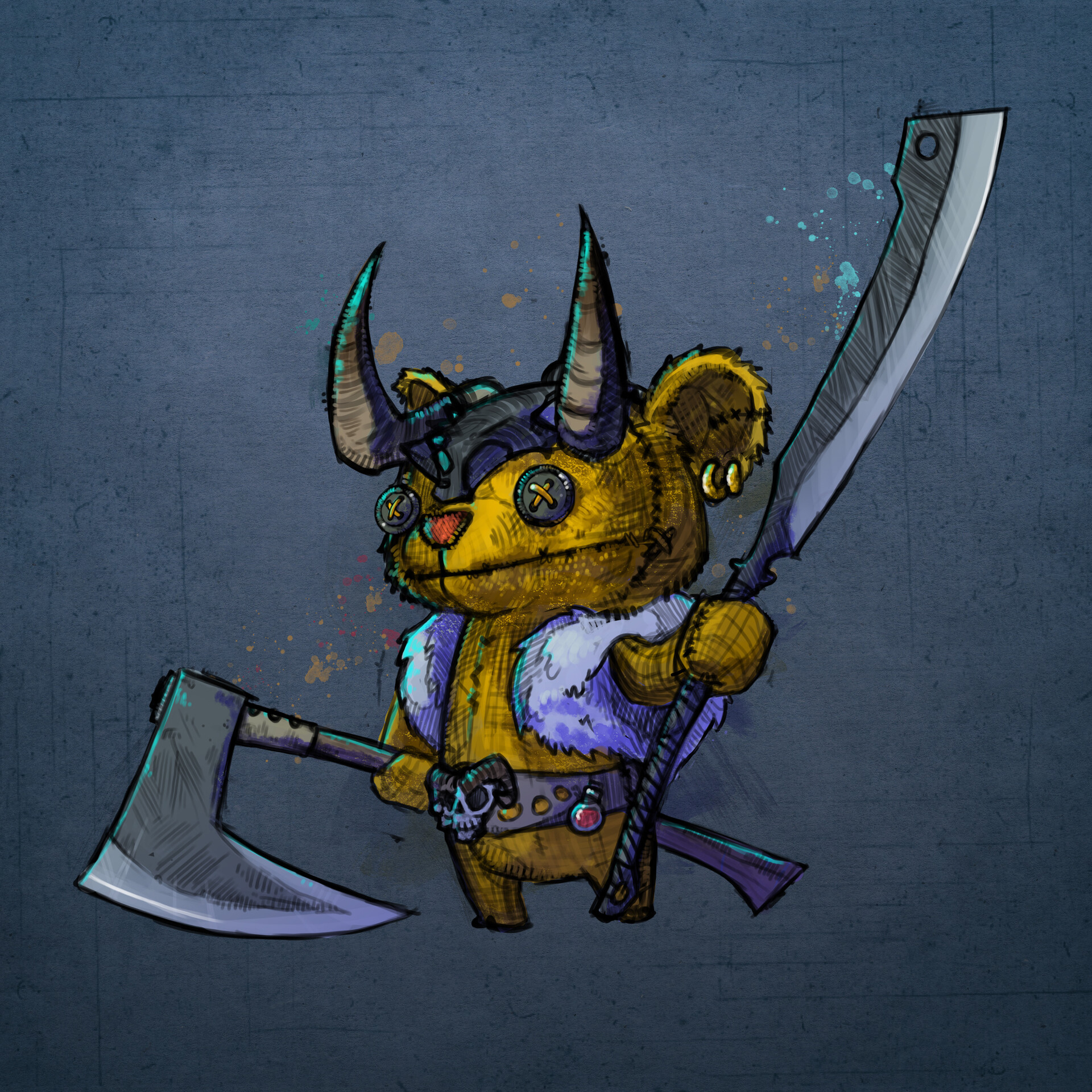 Nicholas "Rookzer0" - Poppet character design - Teddybear barbarian
