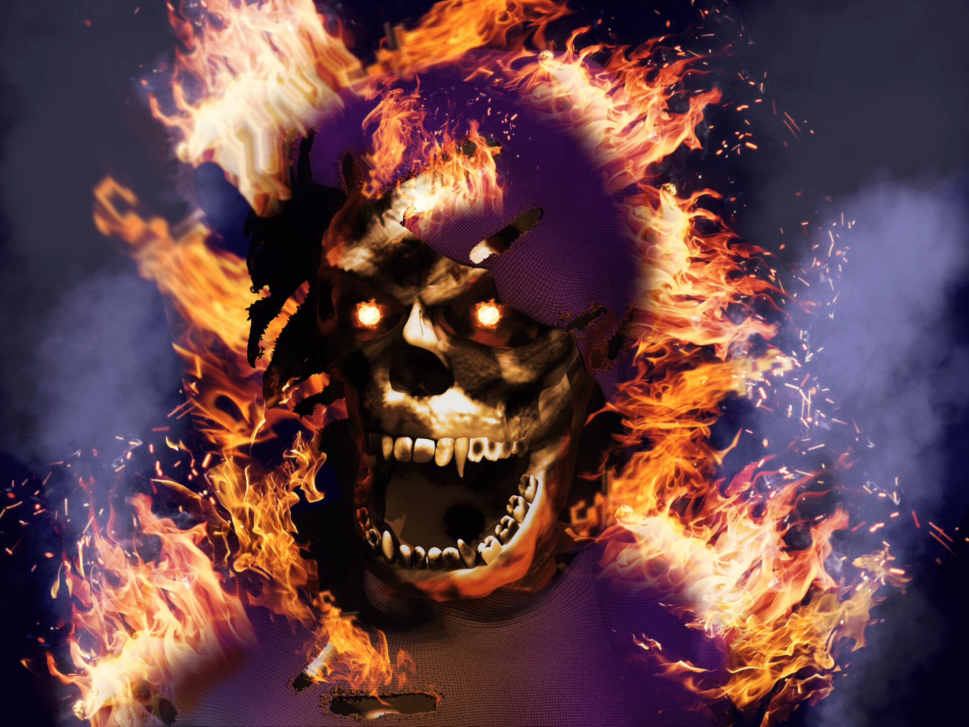 ArtStation - Fantasy Skull on Fire