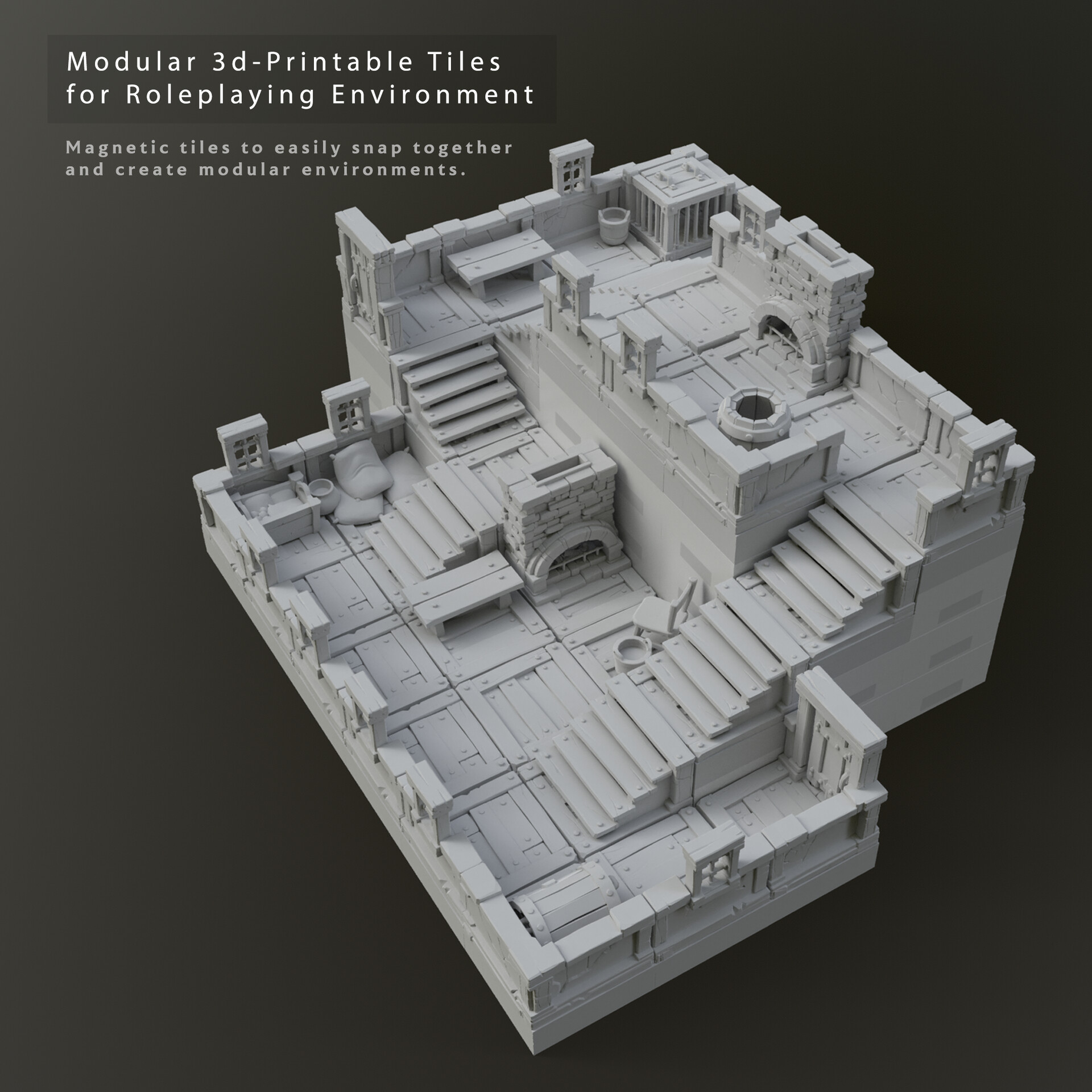 ArtStation - Modular 3d Printable Tiles for a Roleplaying Environment